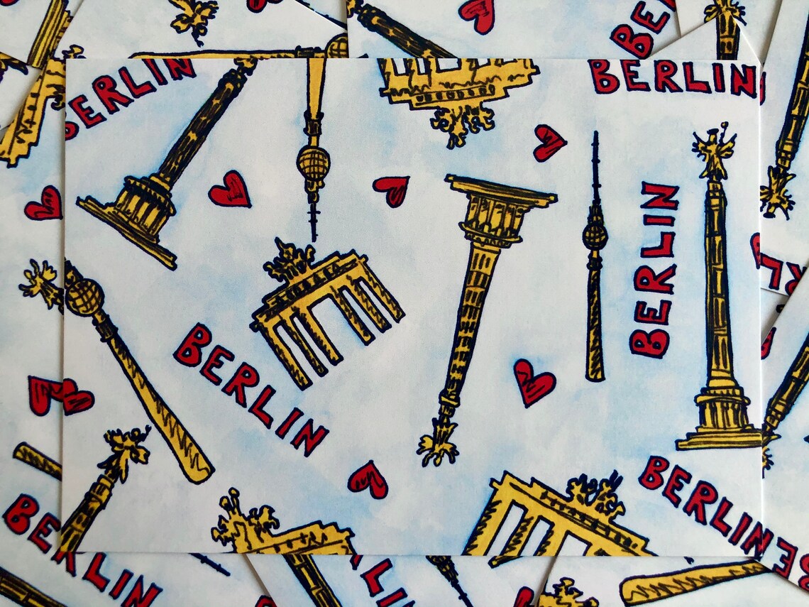 I Love Berlin Pattern Postcard | Etsy