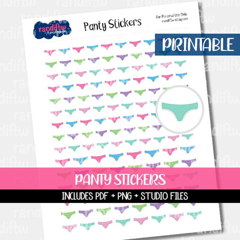 Panty Stickers Laundry Period Sex Chore Tracker Printable Planner Stickers Digital Download