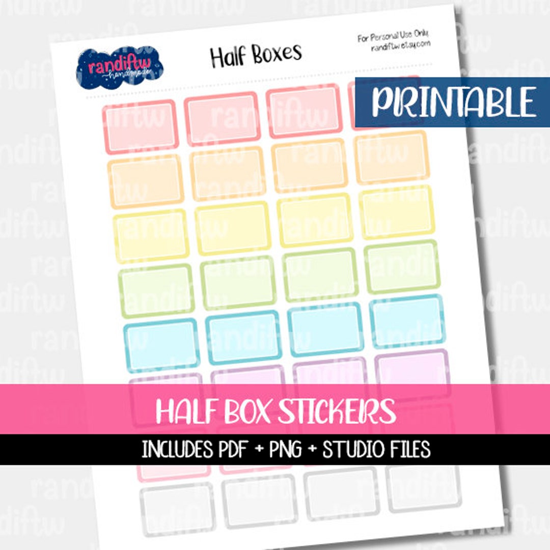 Half Boxes Printable Planner Stickers for Erin Condren - Etsy