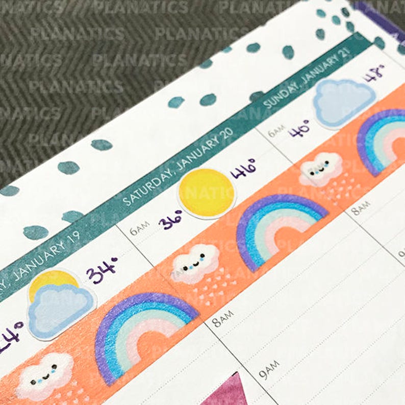 Weather Stickers, Sunny Weather, Rainy Day, Small Forecast Tracker Snow ...