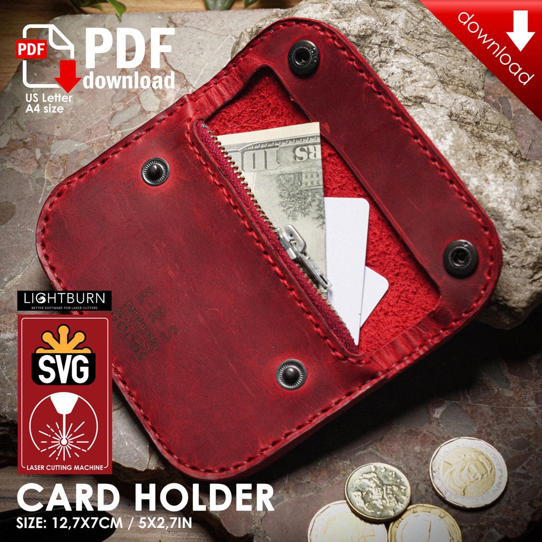 Leather Card Holder PDF Pattern – SVG File for Laser Cutter - Etsy