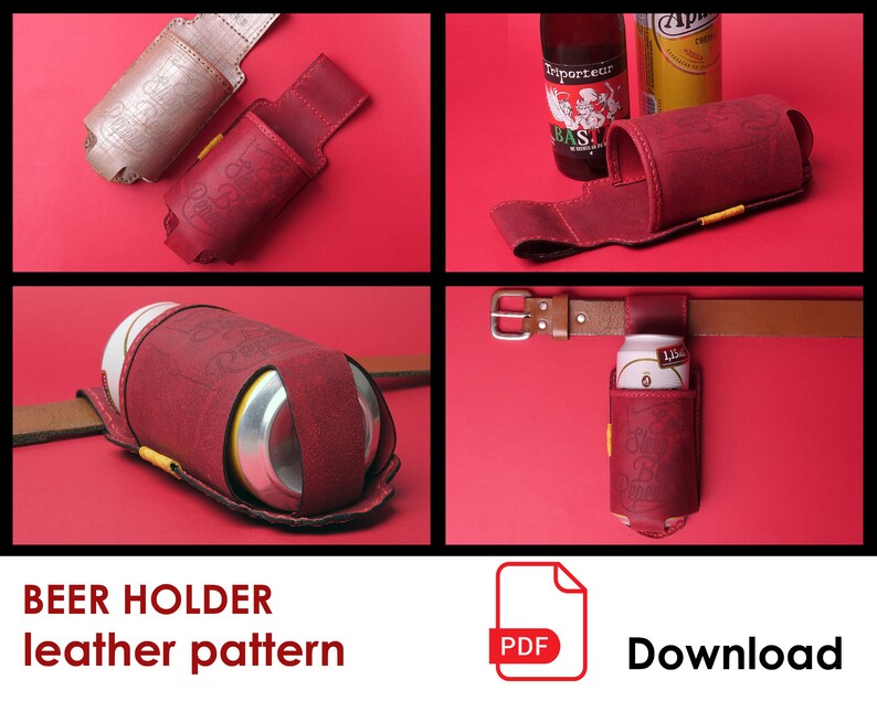 PDF Leather Pattern Leather Beer Holder - Etsy
