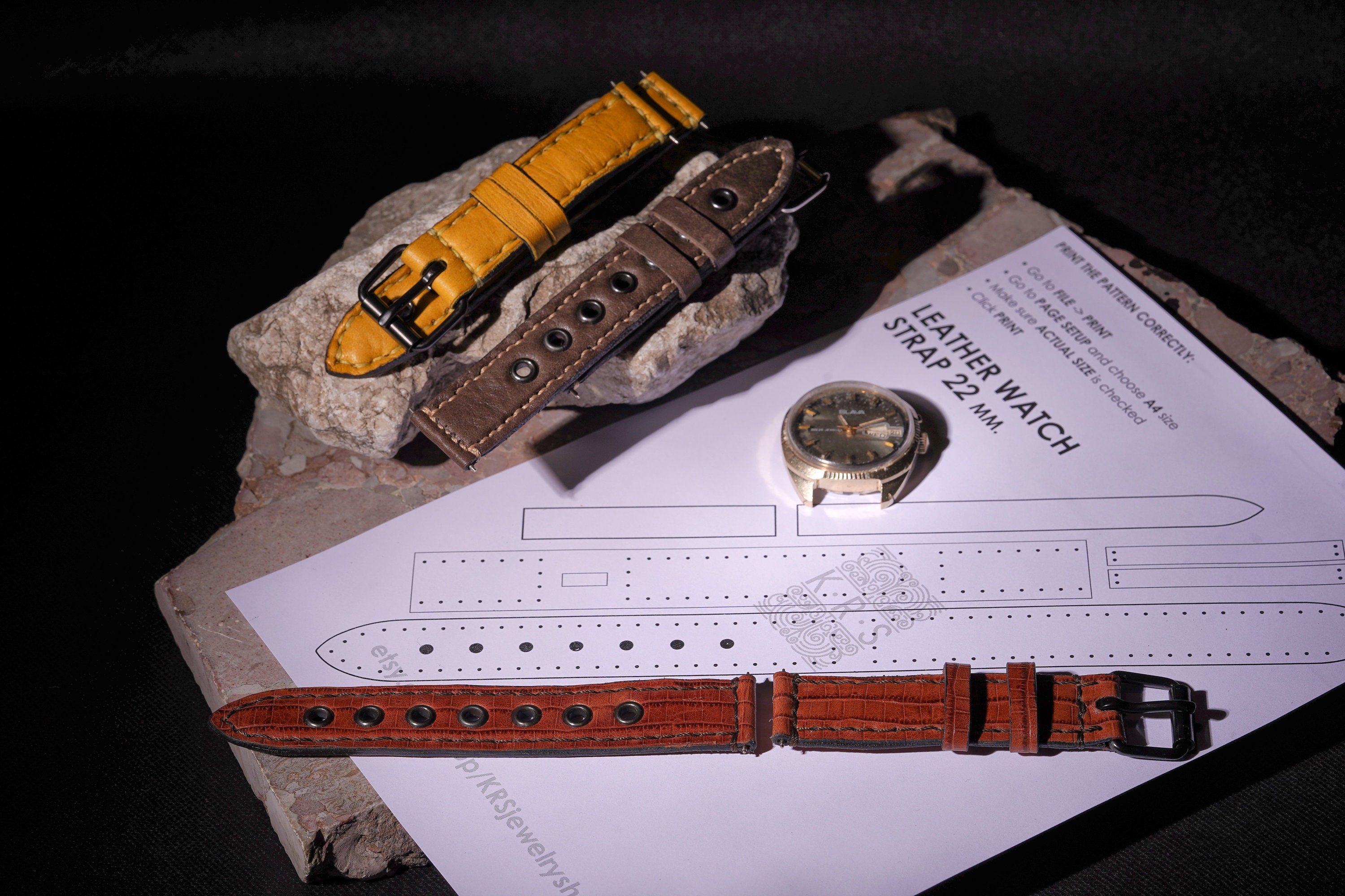 Watch Strap Band Template Pattern Guide Set 18mm 20mm 22mm | Etsy