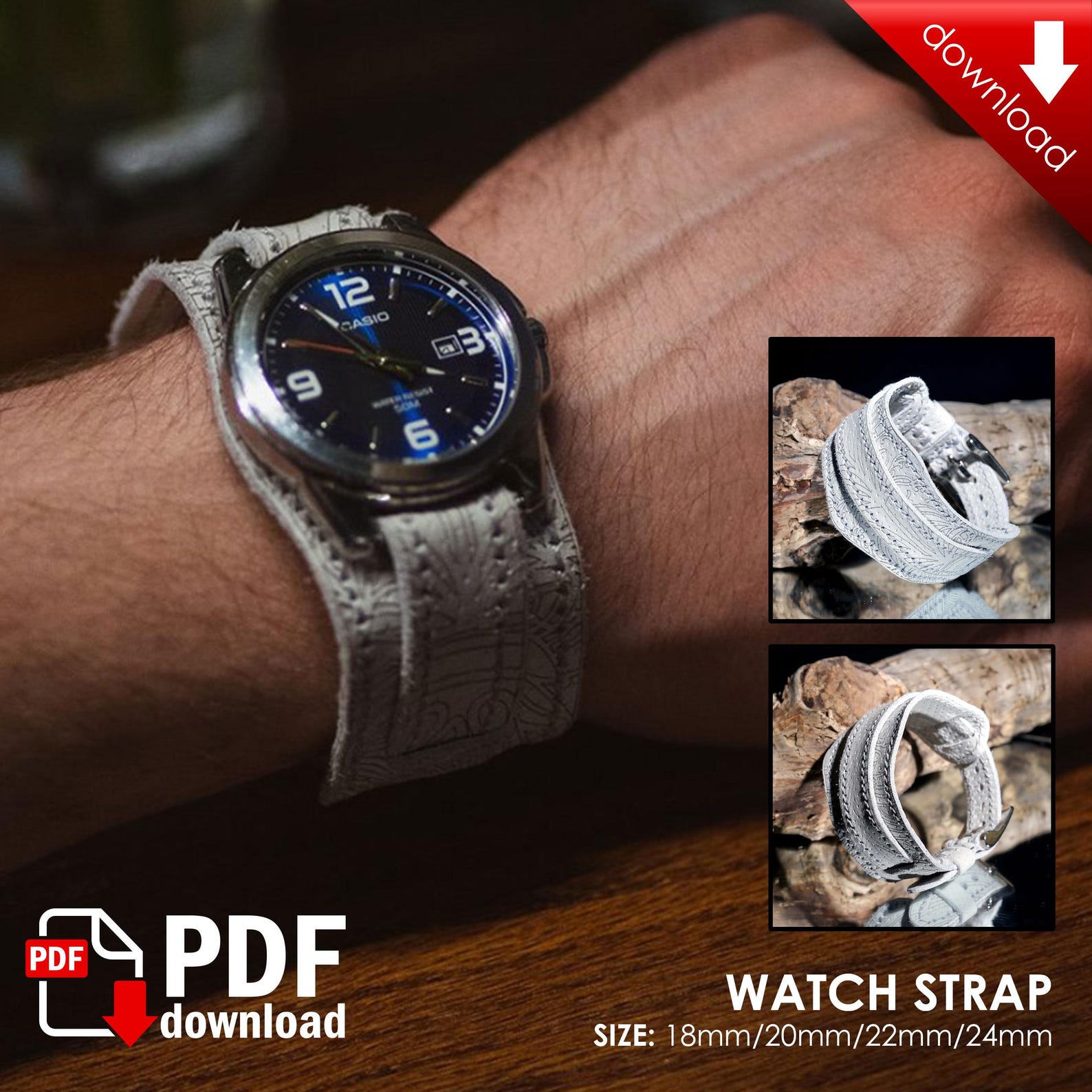 Watch Strap Band Template Pattern Guide Set - 18mm 20mm 22mm 24mm - PDF ...
