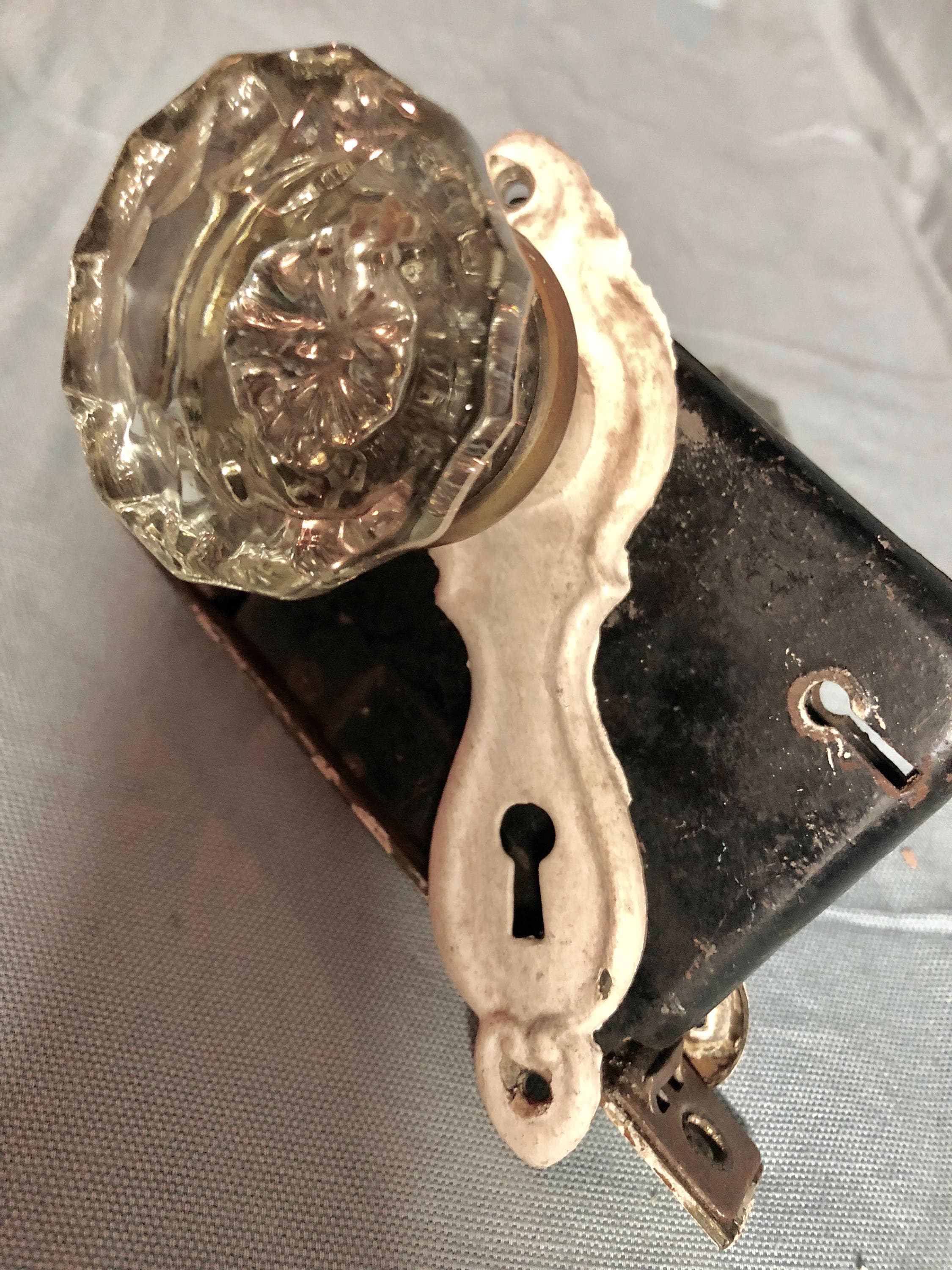 Antique Victorian Glass Door Knobs Faceplates And Hardware