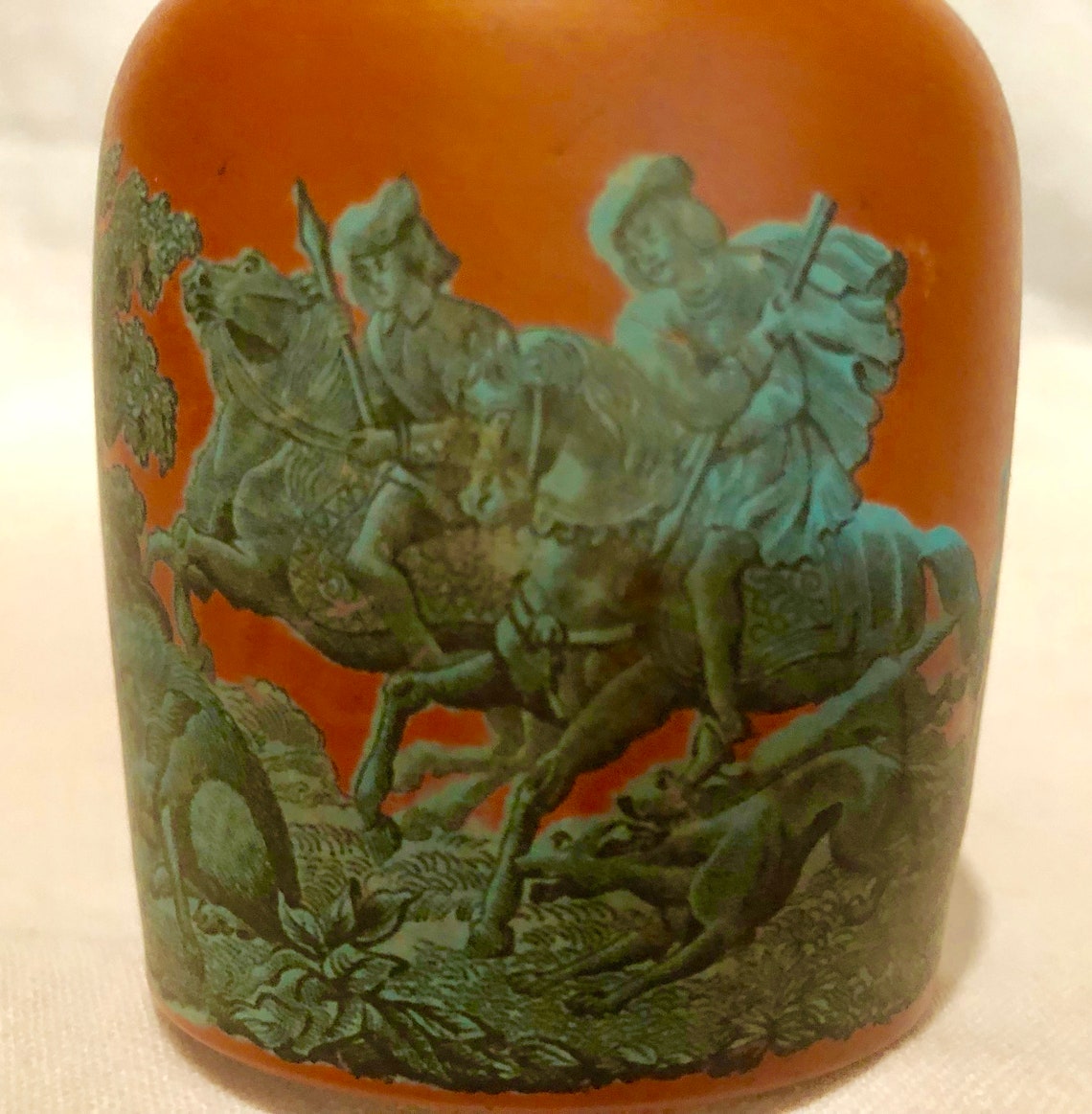 Antique Prattware Red Clay Meat Paste Jar Boar Hunt Scene Circa 1860's ...