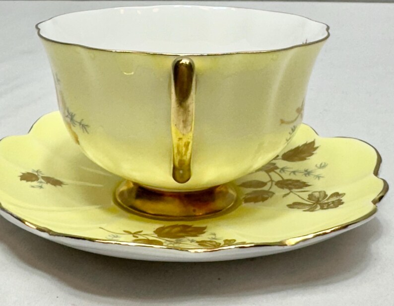Antique Shelly Bone China Yellow and Gold Tea Cup and Saucer, Shelly ...
