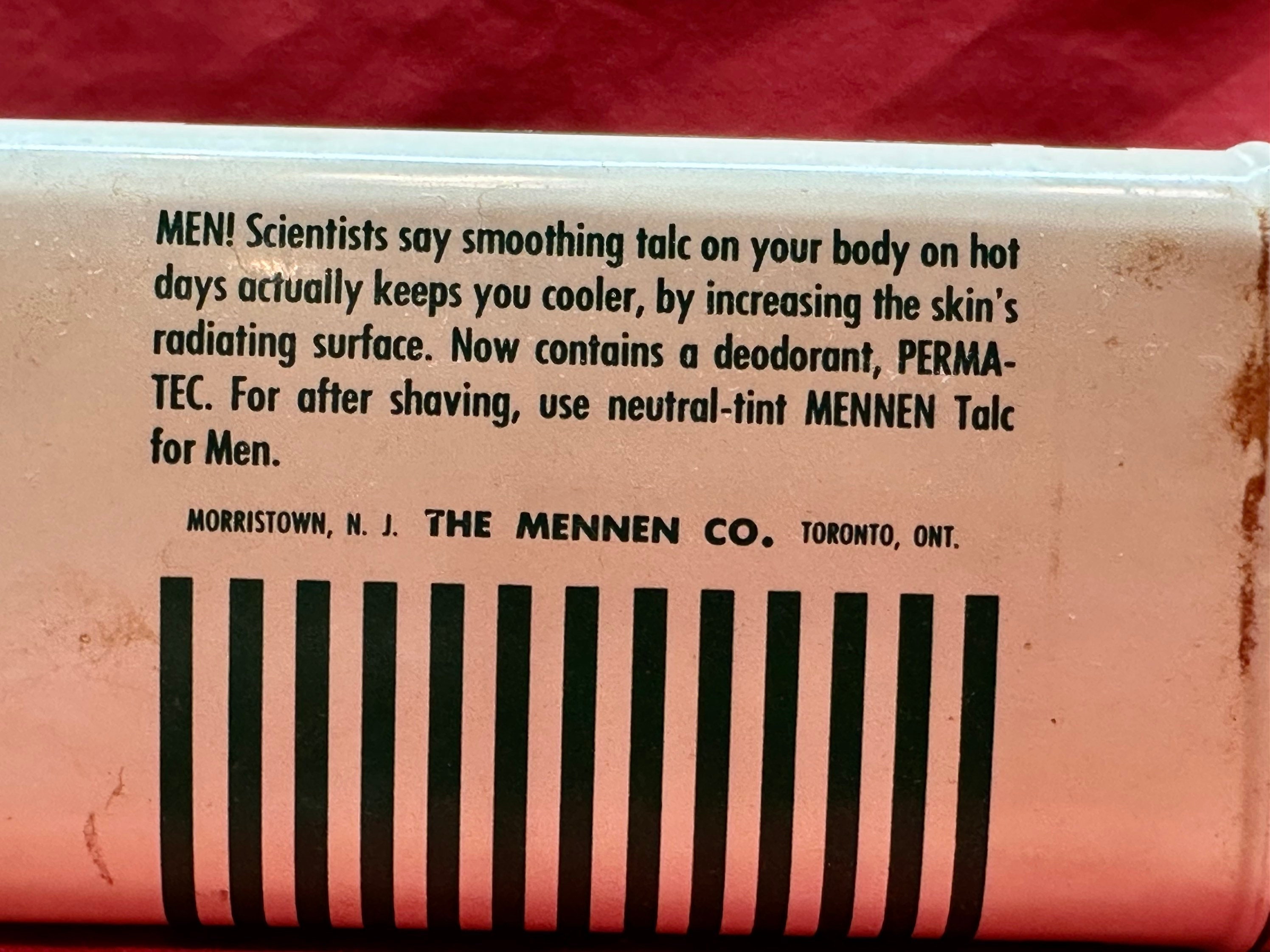 Vintage Mennen Bath Talc For Men Advertising Tin