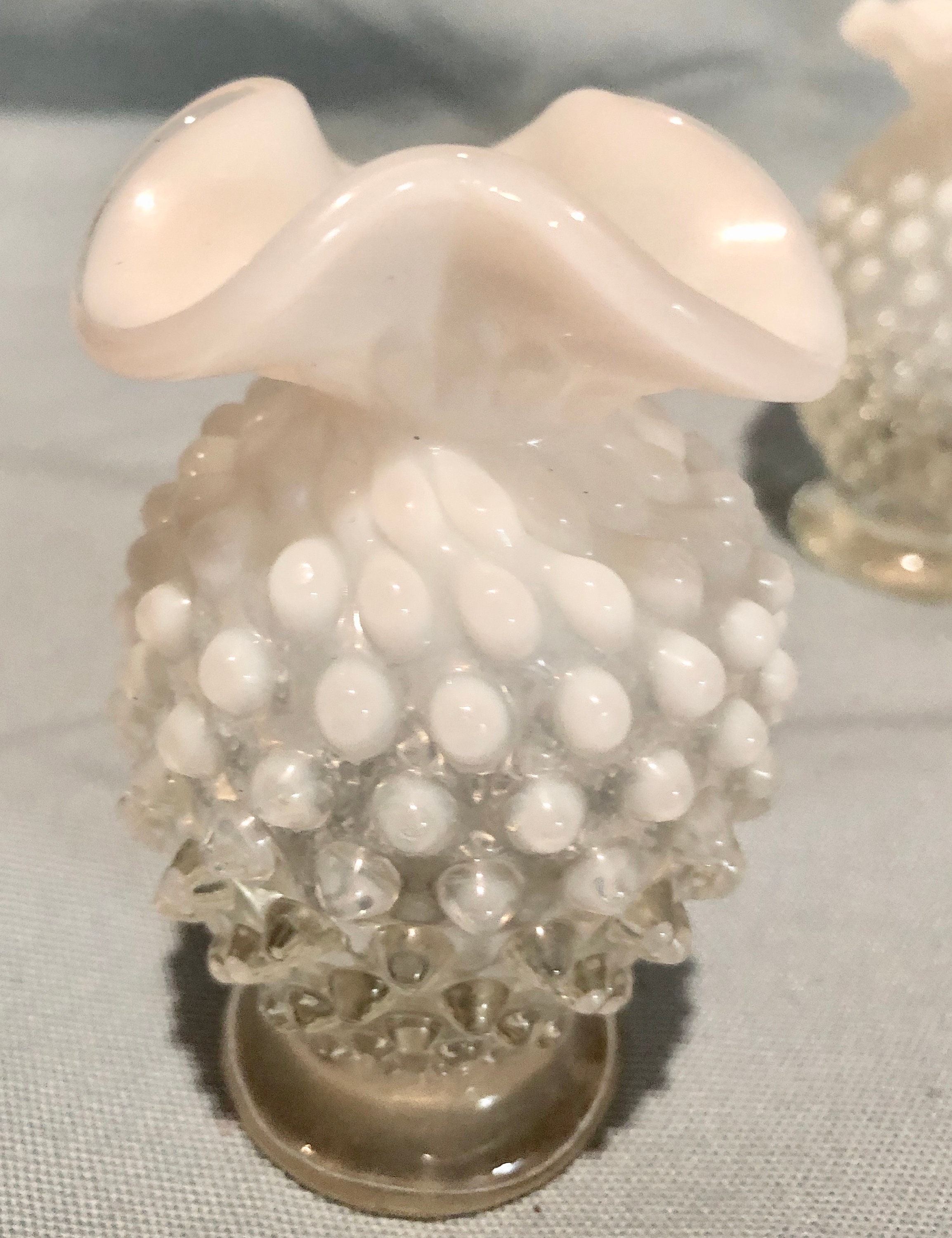 Hobnail White/Clear Milk glass Vintage Bud Vases- Set of Three Hobnail White/Clear Milk glass Vintage Bud Vases- Set of Three