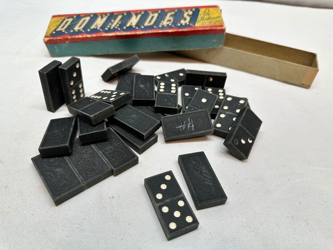 Vintage Dominos in Original Cardboard Box,28 Pieces,by Halsam Set 622 ...
