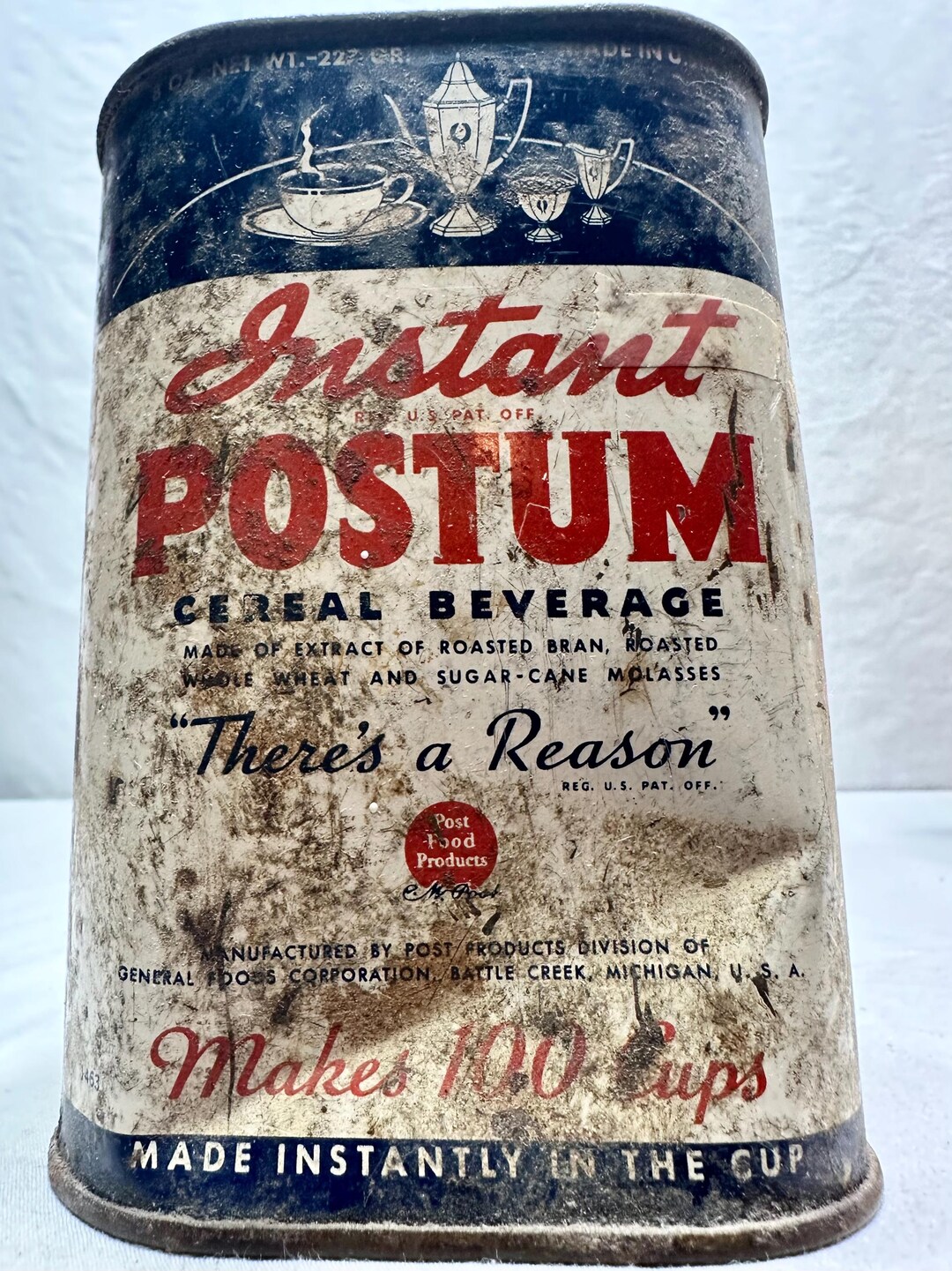 Vintage Instant Postum Breakfast Beverage Advertising Tin, Battle Creek ...