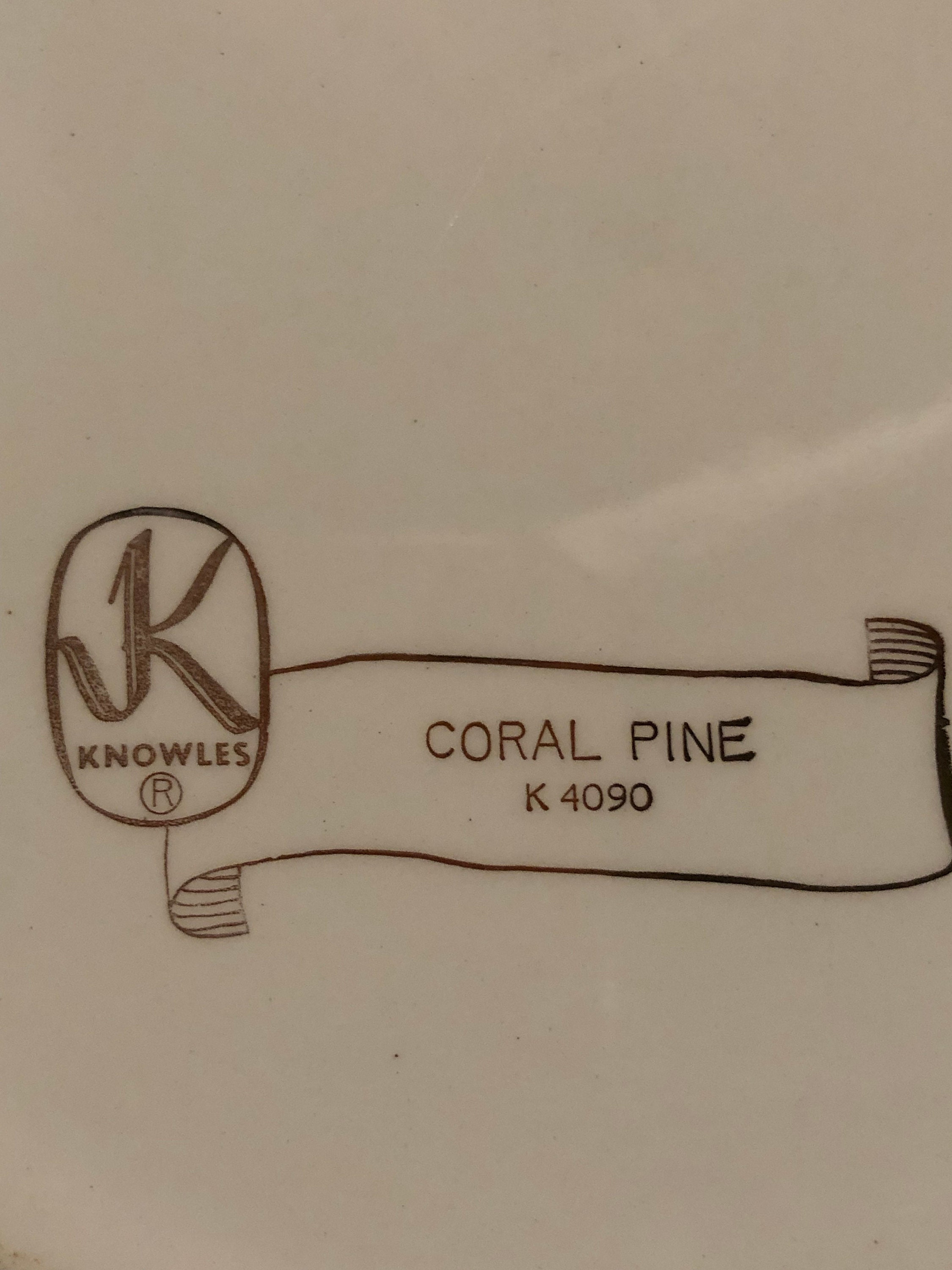 Edwin Knowles Midcentury Coral Pines Coffee/Tea Cups K4090 Set of Five