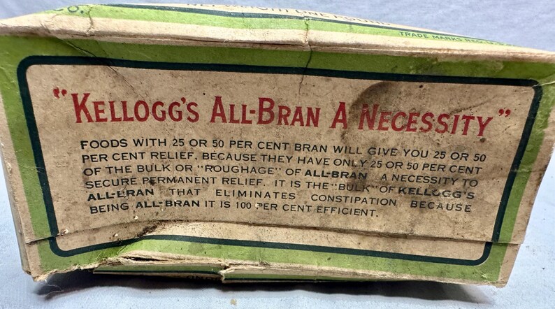 Vintage Kelloggs Allbran Advertising Cereal Box With Waxtite Liner ...
