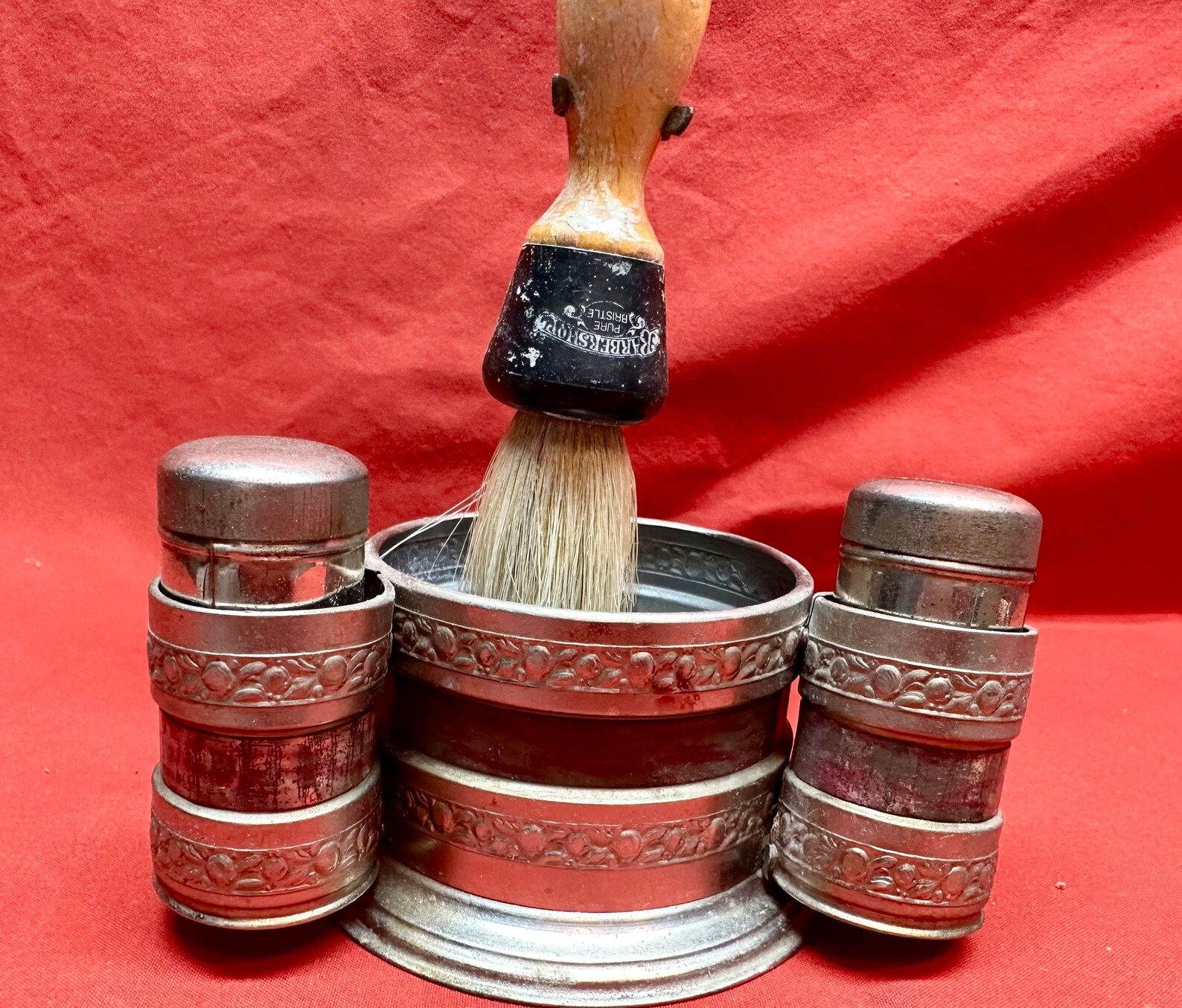 Vintage Silver Metal Shaving Set With Swivel Mirror,brush,made in ...