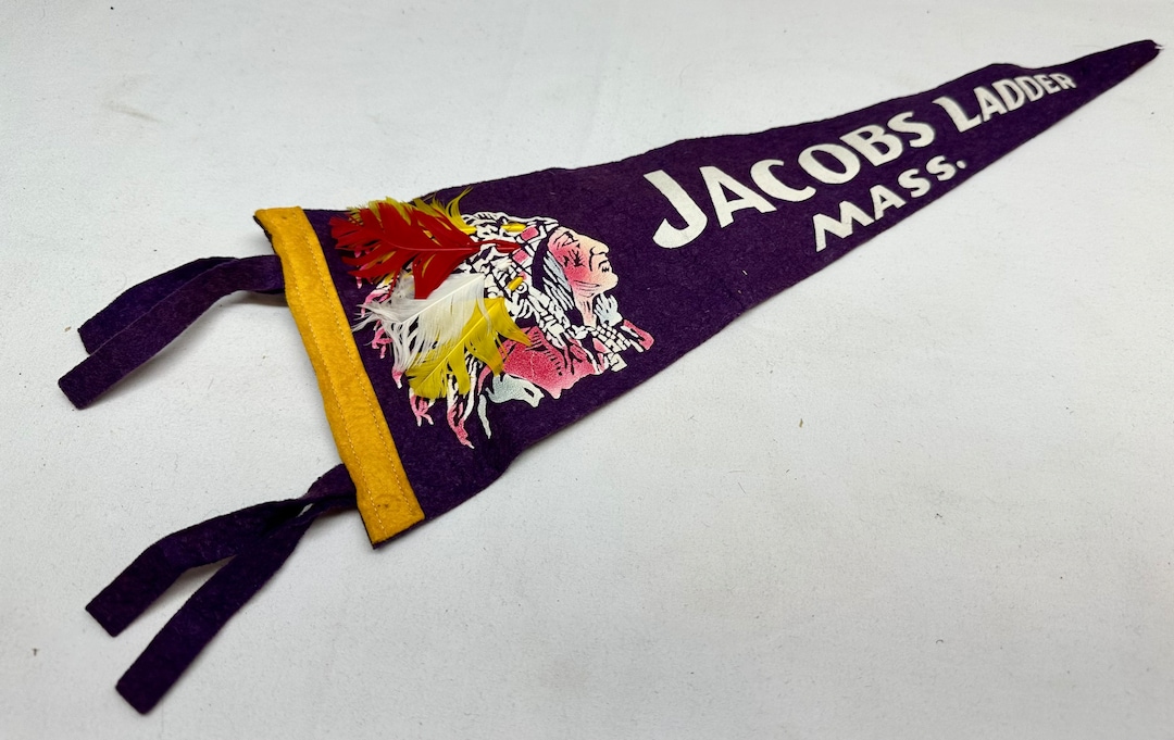 Vintage Jacobs Ladder, Mass Felt Souvenir Pendant/banner With American ...