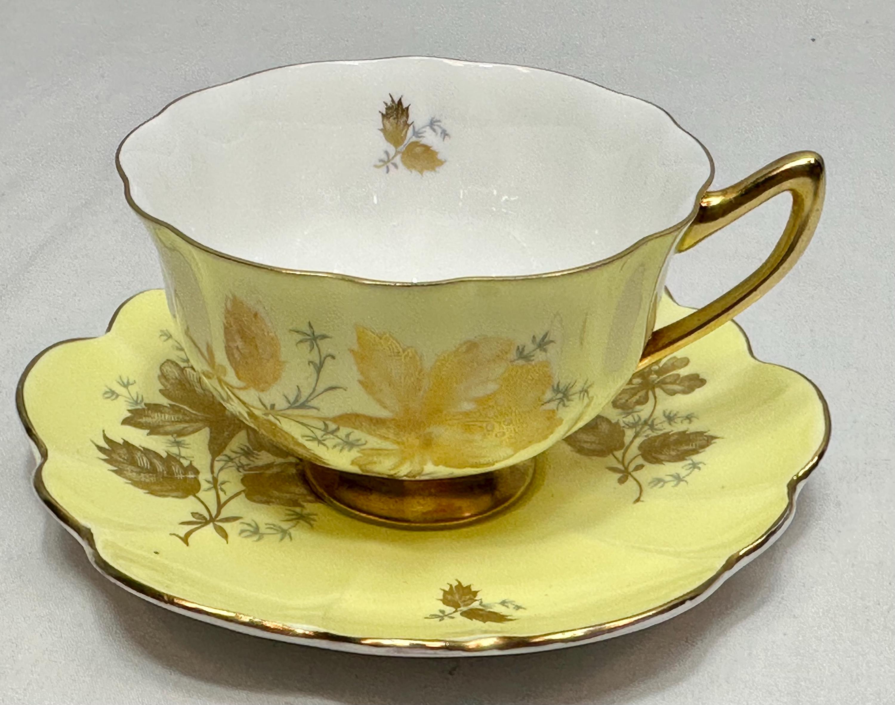 Antique Shelly Bone China Yellow and Gold Tea Cup and Saucer, Shelly ...