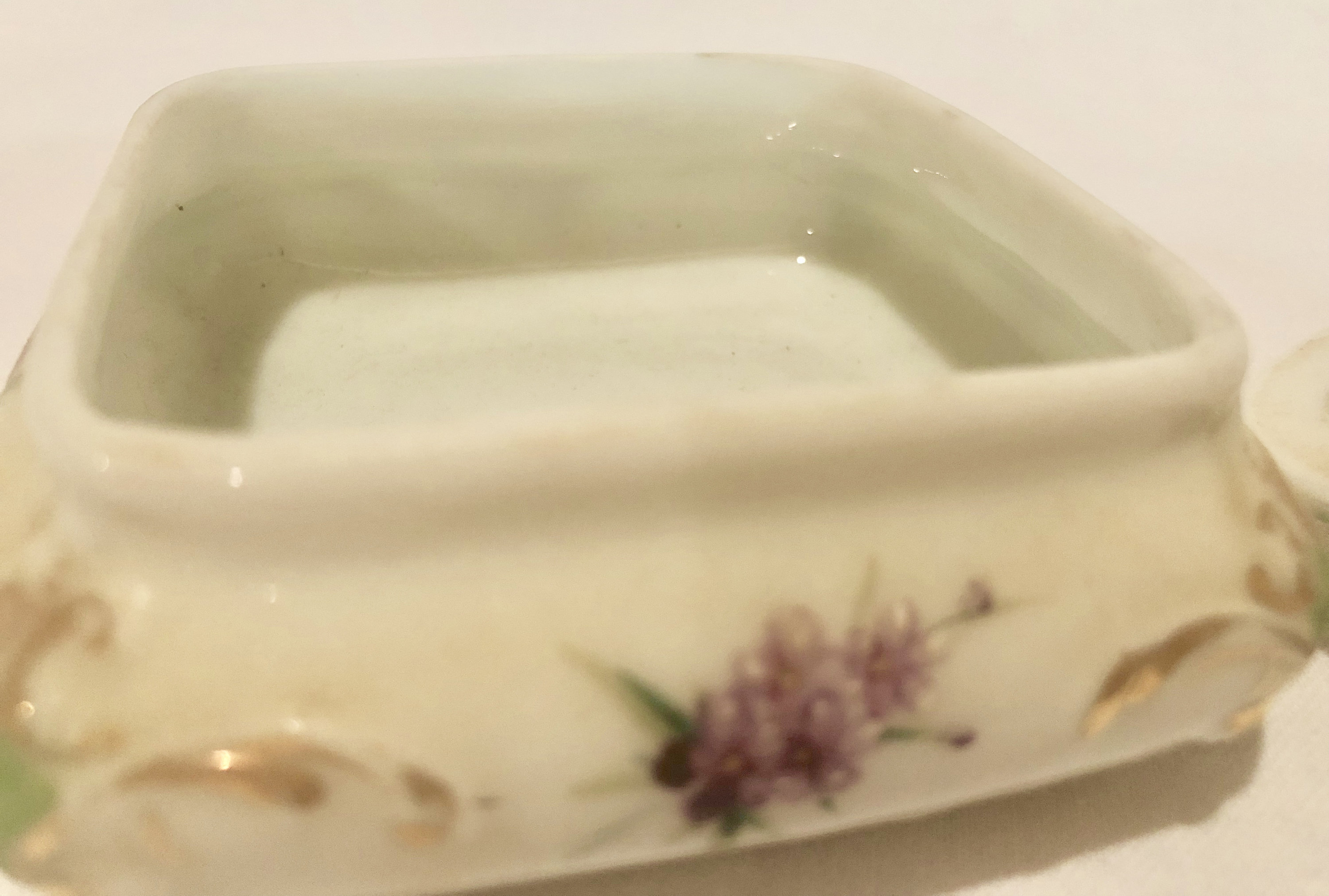 Porcelain Antique Hair Receiver with Delicate Hand Painted Lilac ...