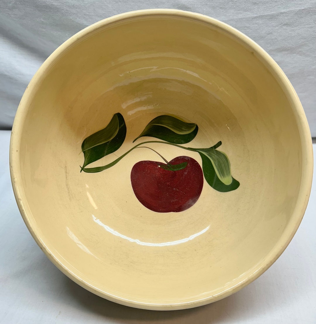 Vintage Yellow Ovenware Stoneware Mixing /serving Bowl With Apple ...