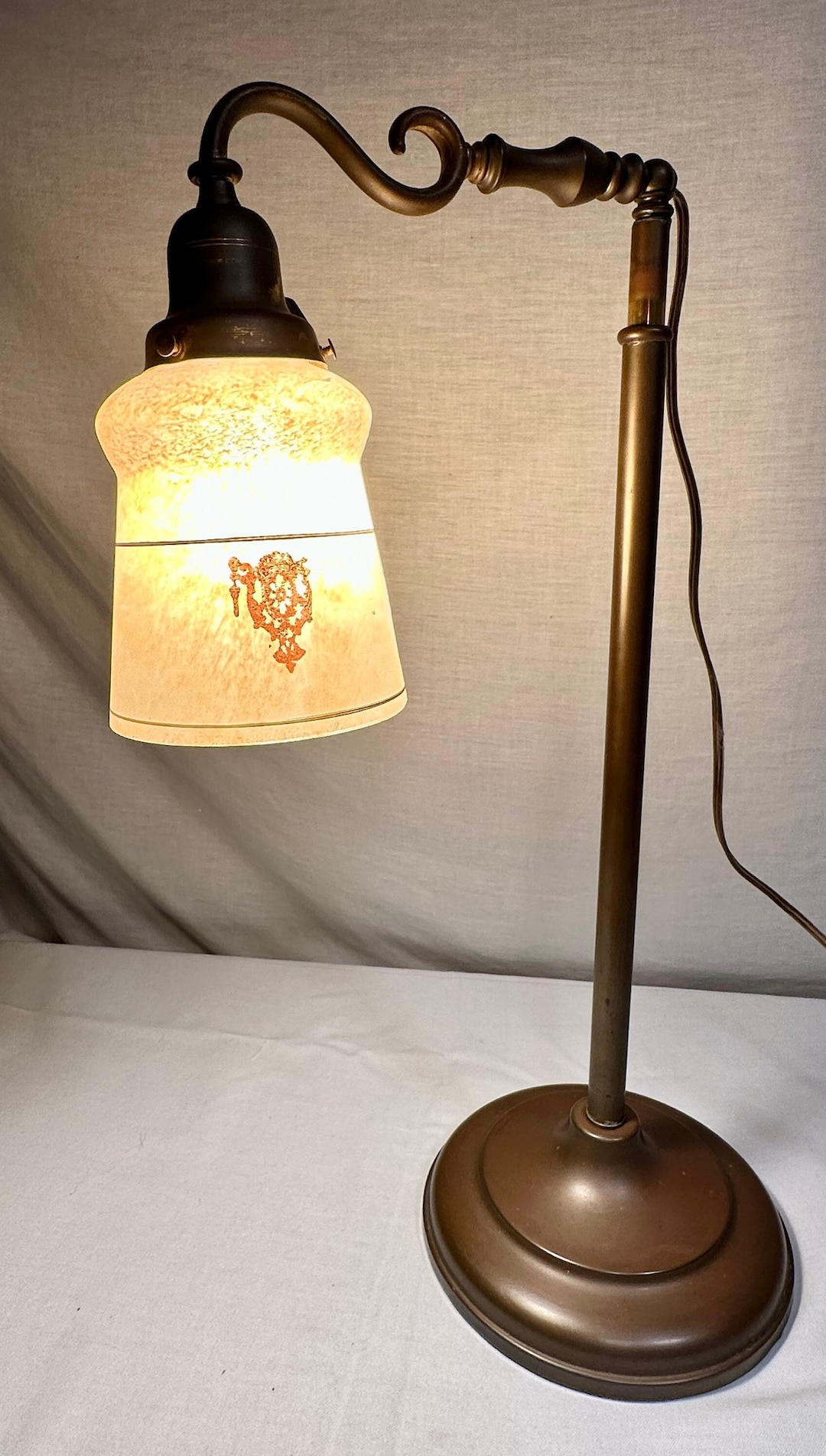 Vintage Perkins Telescopic Copper Metal Table Top/desk Lamp With Glass ...