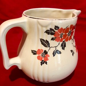 Hall's Superior Quality Pottery Red Poppy Pitcher With Black Leaves - Etsy