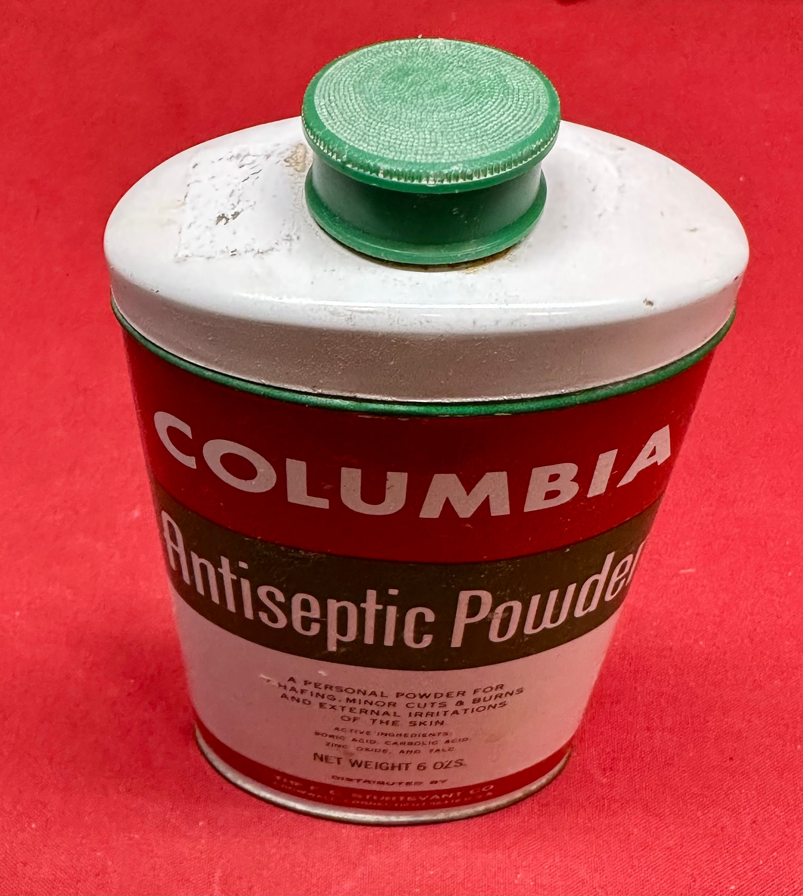 Vintage Columbia Antiseptic Powder Advertising Tin F C Sturevant Co
