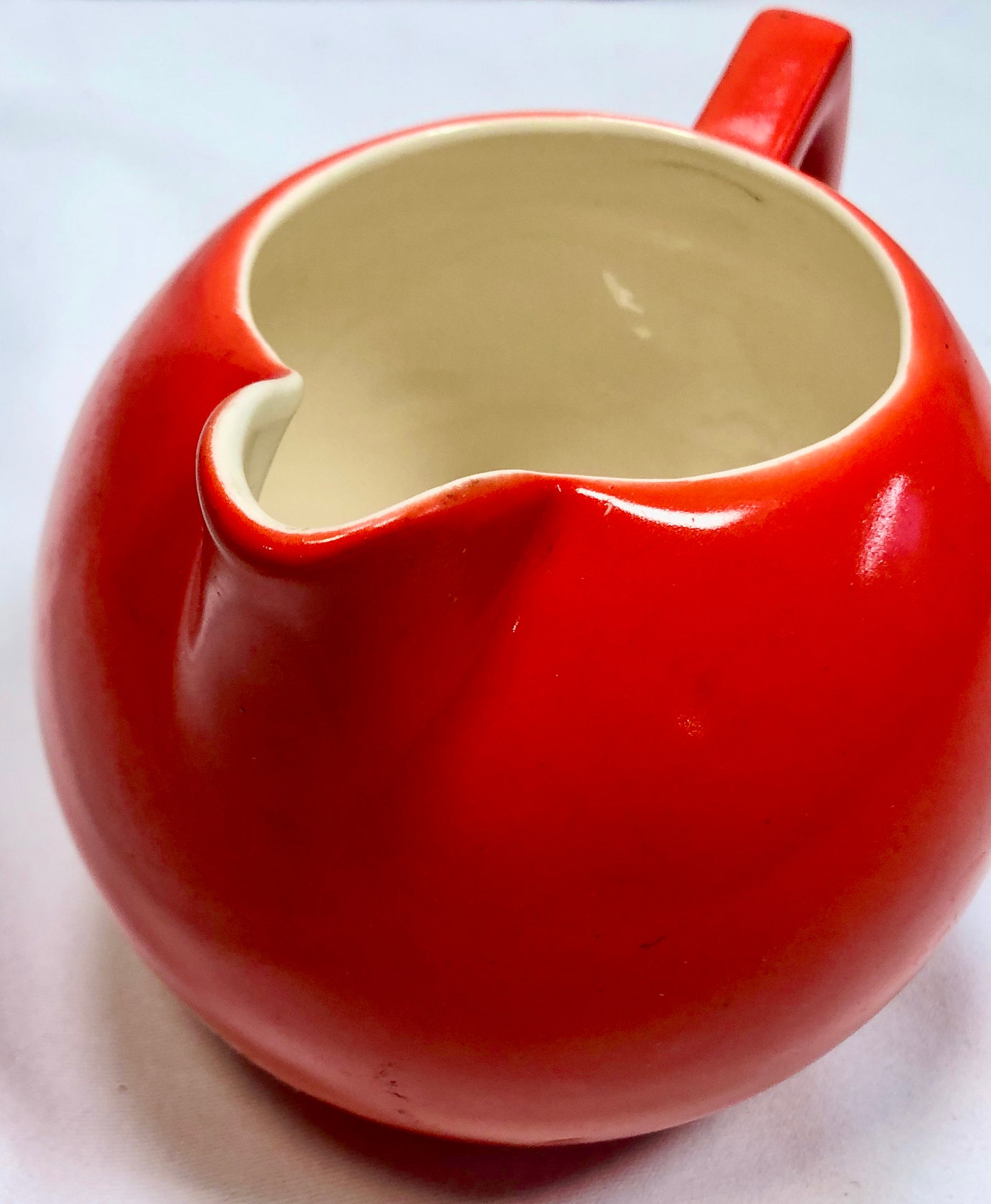 Vintage Midcentury Round Red Pottery Pitcher | Etsy