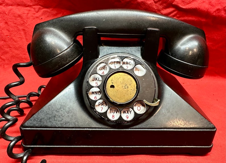 Vintage Black Bakelite Rotary Dial Table Top/desk - Etsy