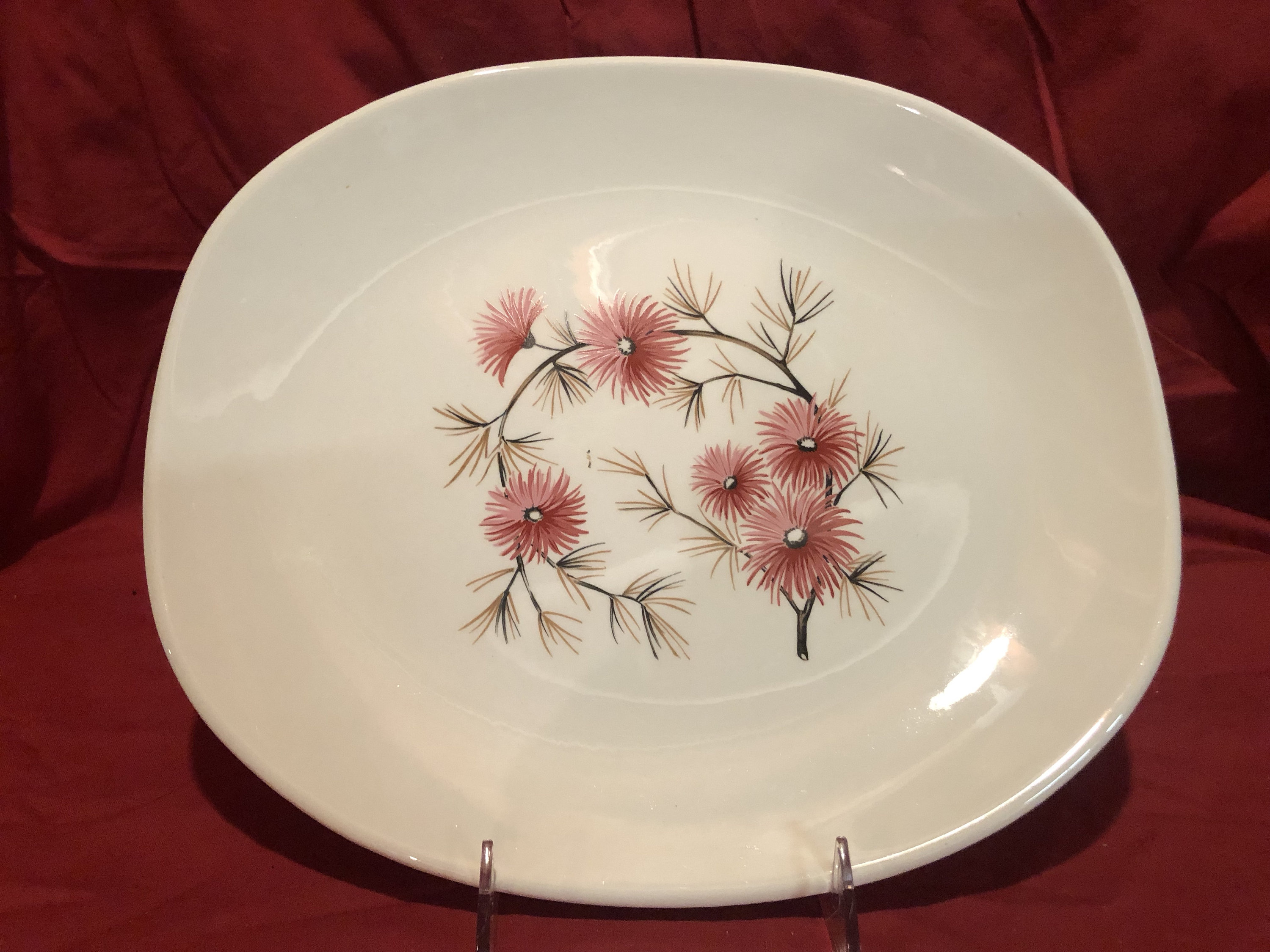 Edwin Knowles Midcentury Serving Platter Coral Pine K4090