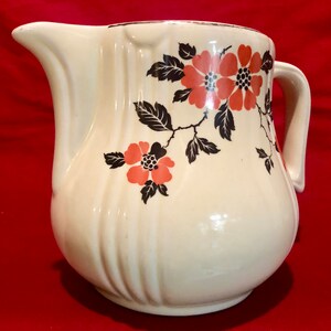 Hall's Superior Quality Pottery Red Poppy Pitcher With Black Leaves - Etsy