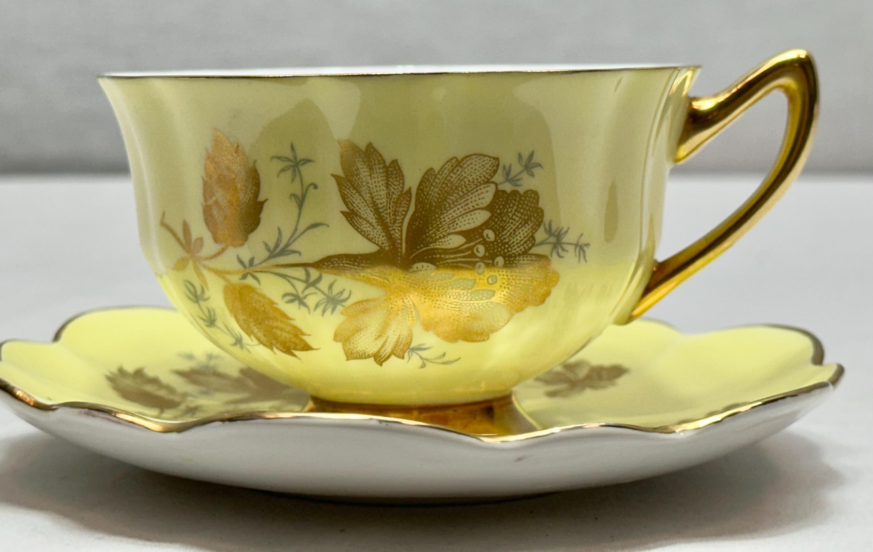 Antique Shelly Bone China Yellow and Gold Tea Cup and Saucer, Shelly ...