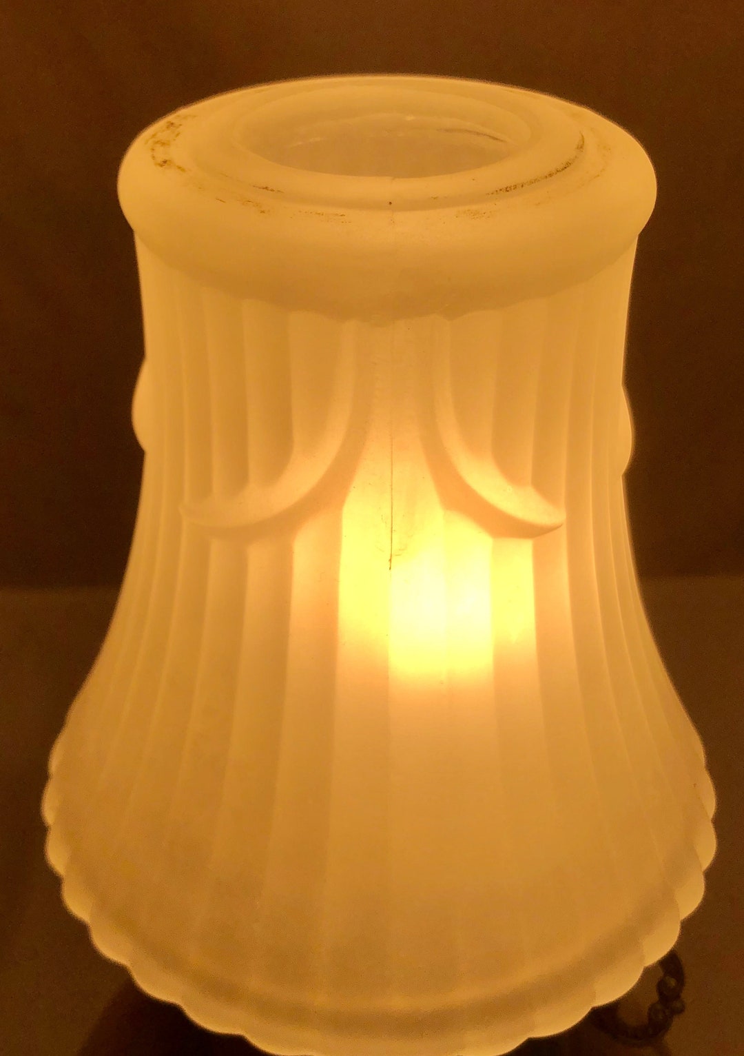 Vintage Ribbed Frosted Glass Glass Lamp Shade/ceiling Light - Etsy