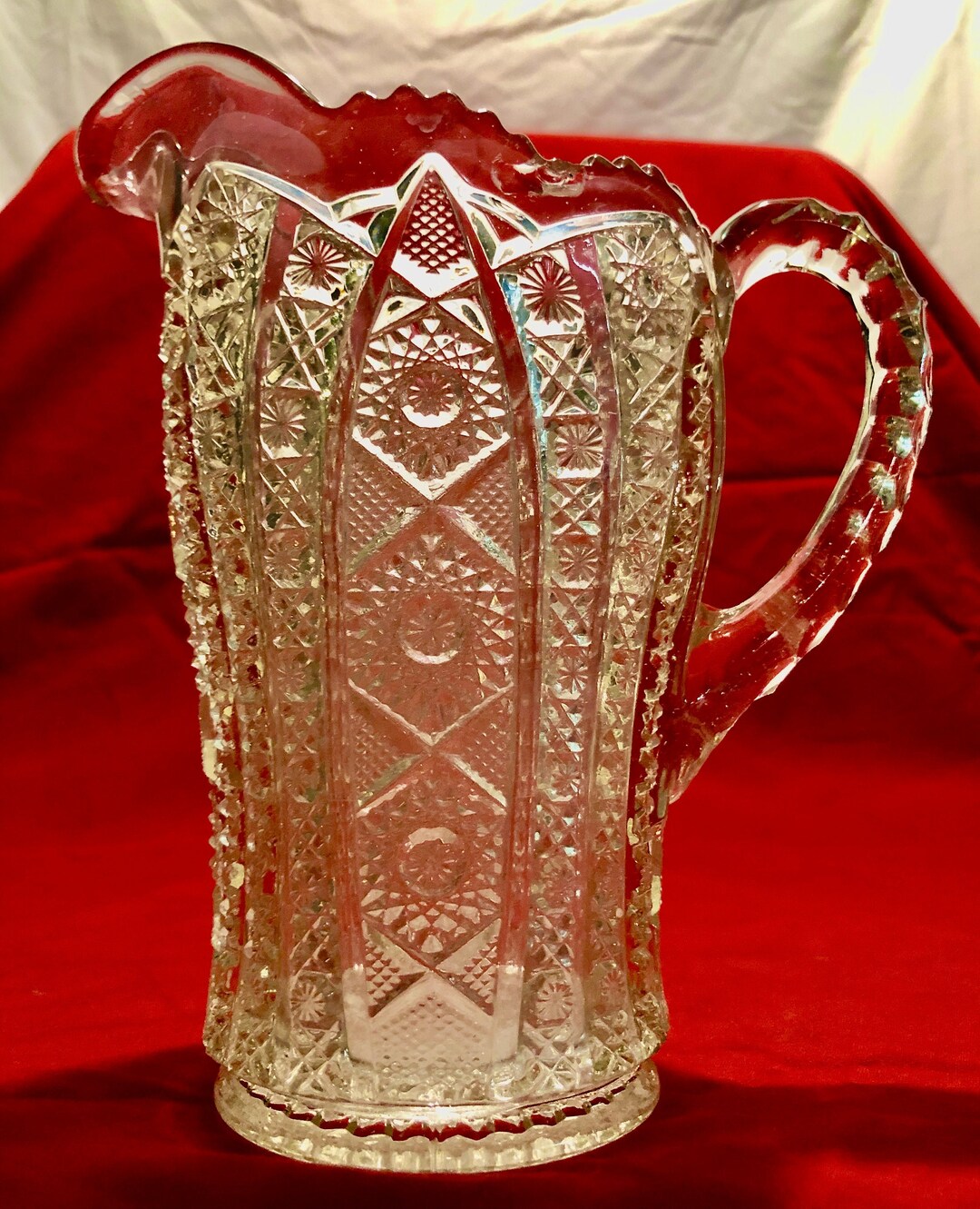 Antique Clear Cut Crystal Depression Glass Pitcher - Etsy