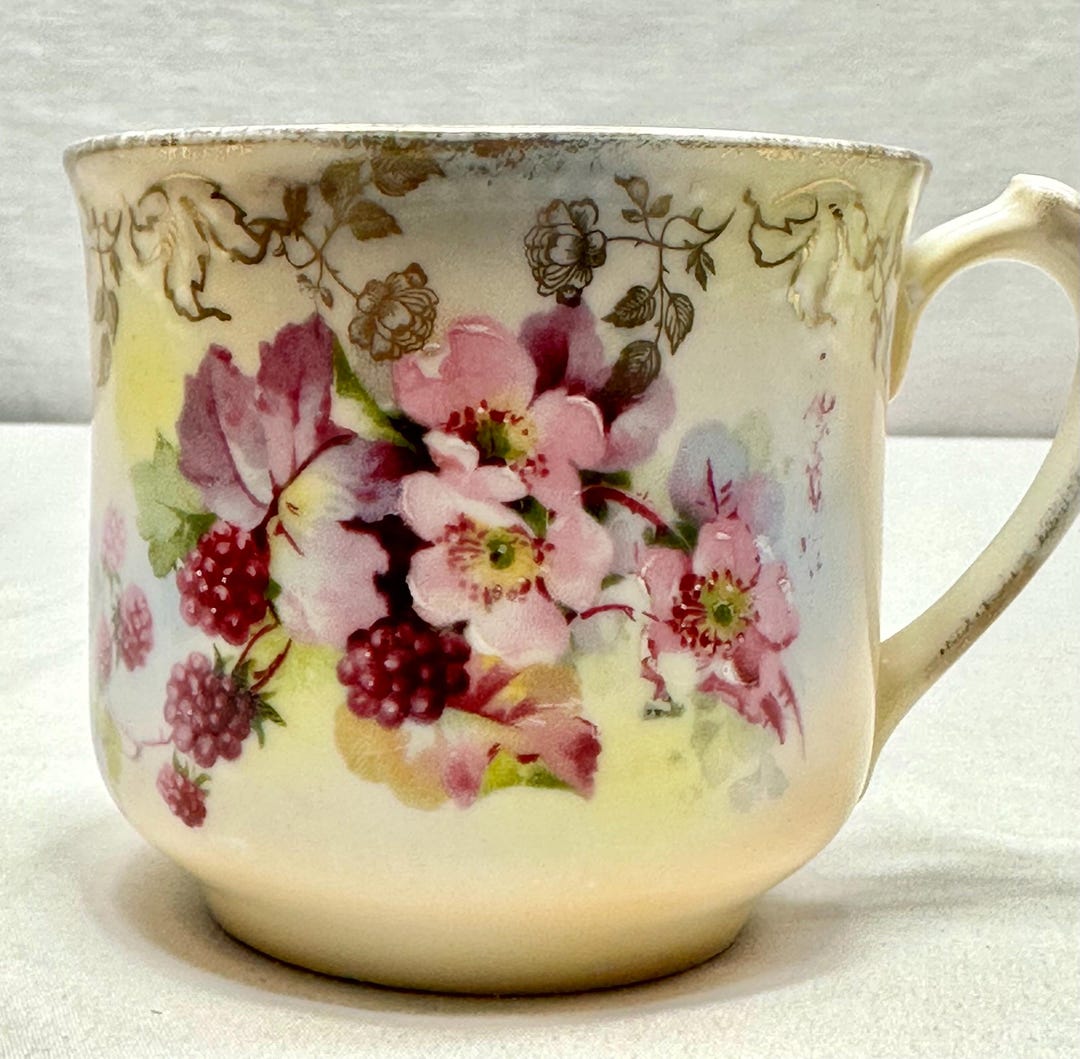 Antique Porcelain Mustache Tea/coffee Mug/cup With Floral Design - Etsy