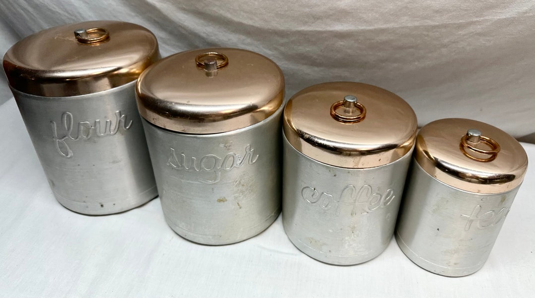 Vintage Mid Century Aluminum Four Piece Canister Set,copper Colored ...