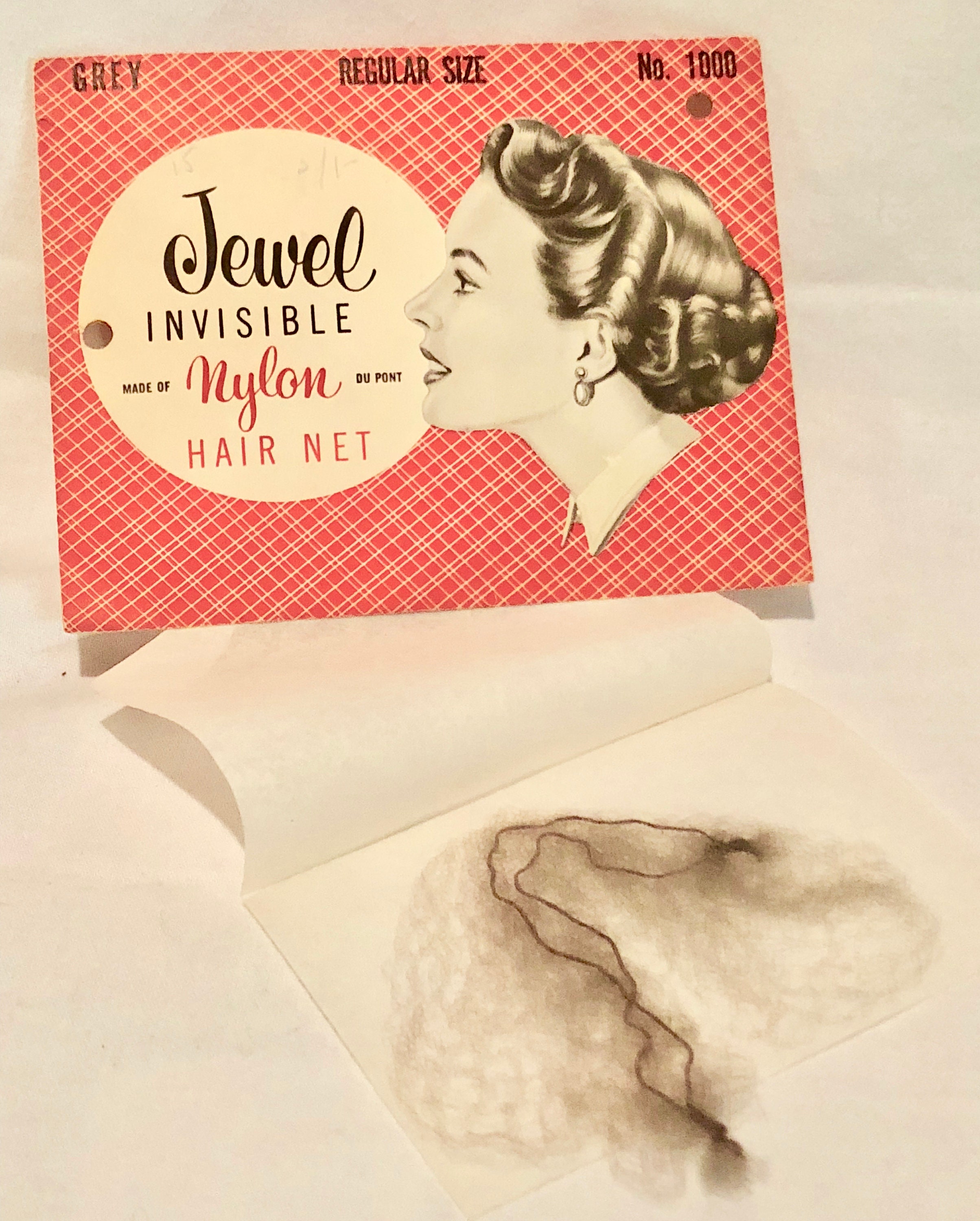 Jewel Invisible Nylon Hair Net Paper Advertising by Dupont Circa 1940's