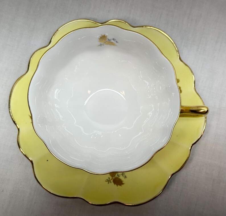 Antique Shelly Bone China Yellow and Gold Tea Cup and Saucer, Shelly ...