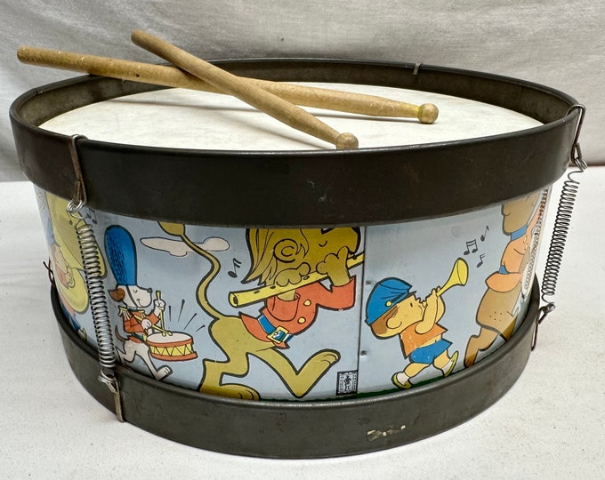 Vintage Noble and Cooley Metal Toy Drum With Two Wooden Drum Sticks - Etsy