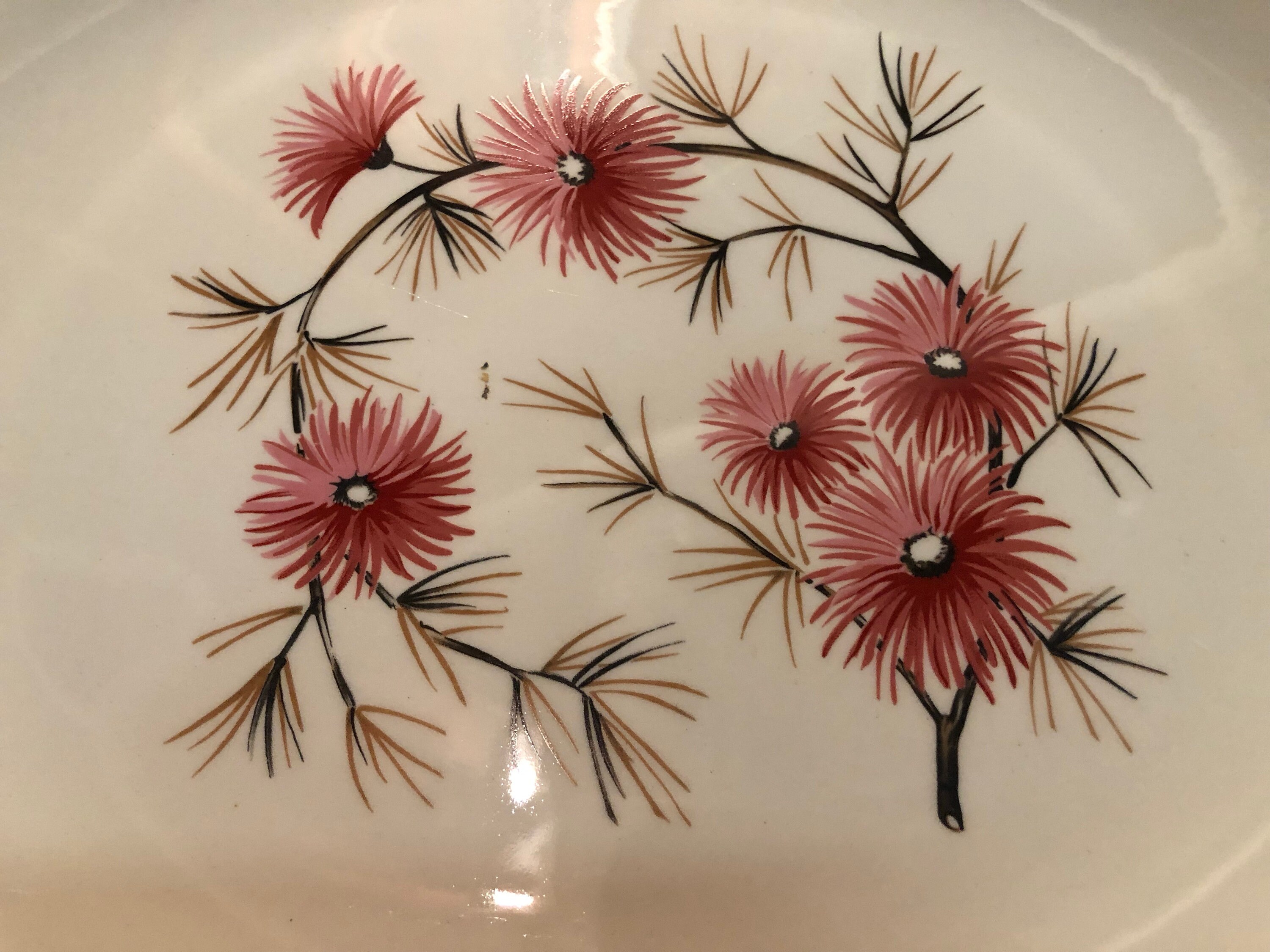 Edwin Knowles Midcentury Serving Platter Coral Pine K4090