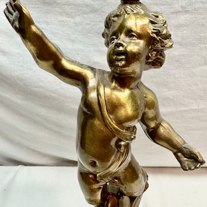 Vintage Gold Metal Candelabra Cherub Table/accent Lamp, Underwriter ...