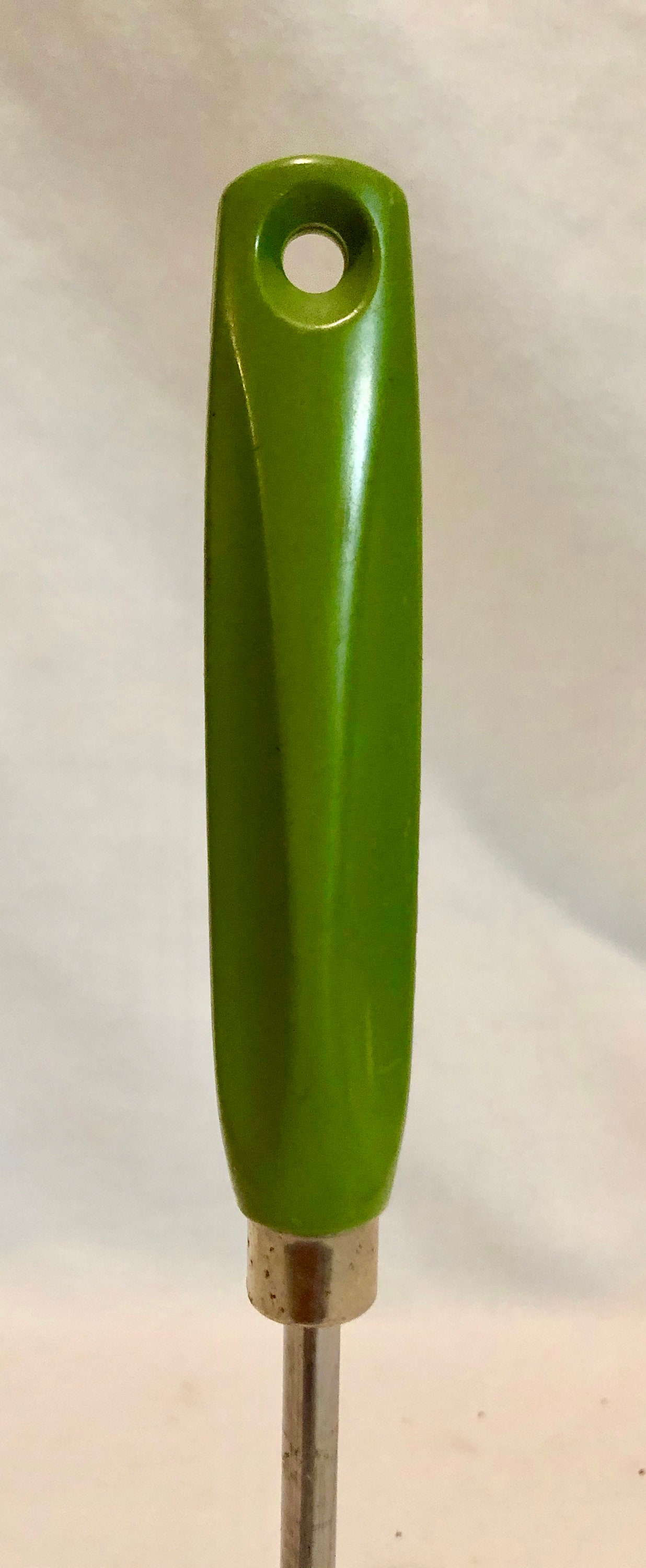 Vintage Metal Masher with Green Plastic Handle