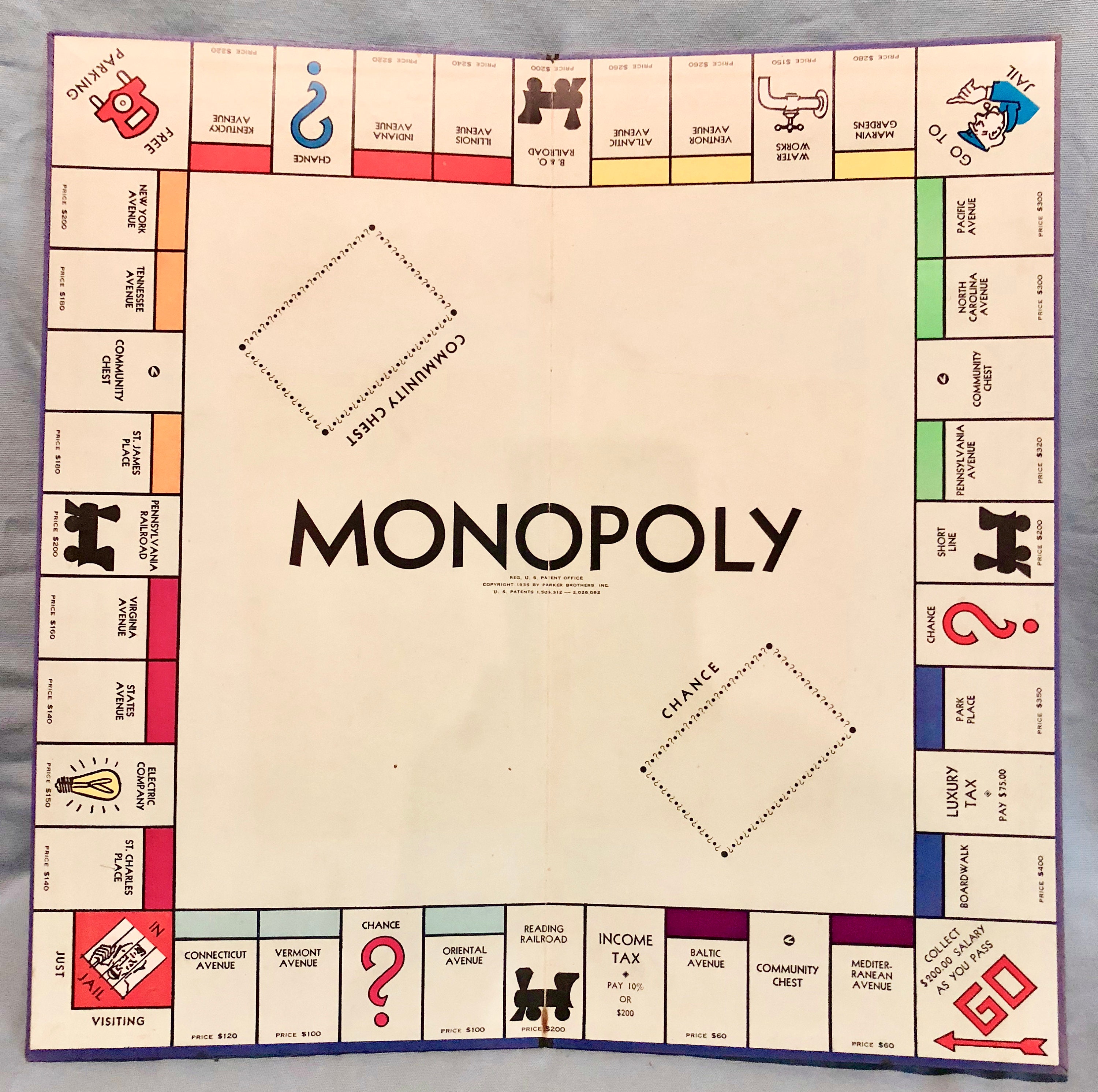 Vintage 1935 Monopoly Game By Parker Brothers With Game Board Made In USA