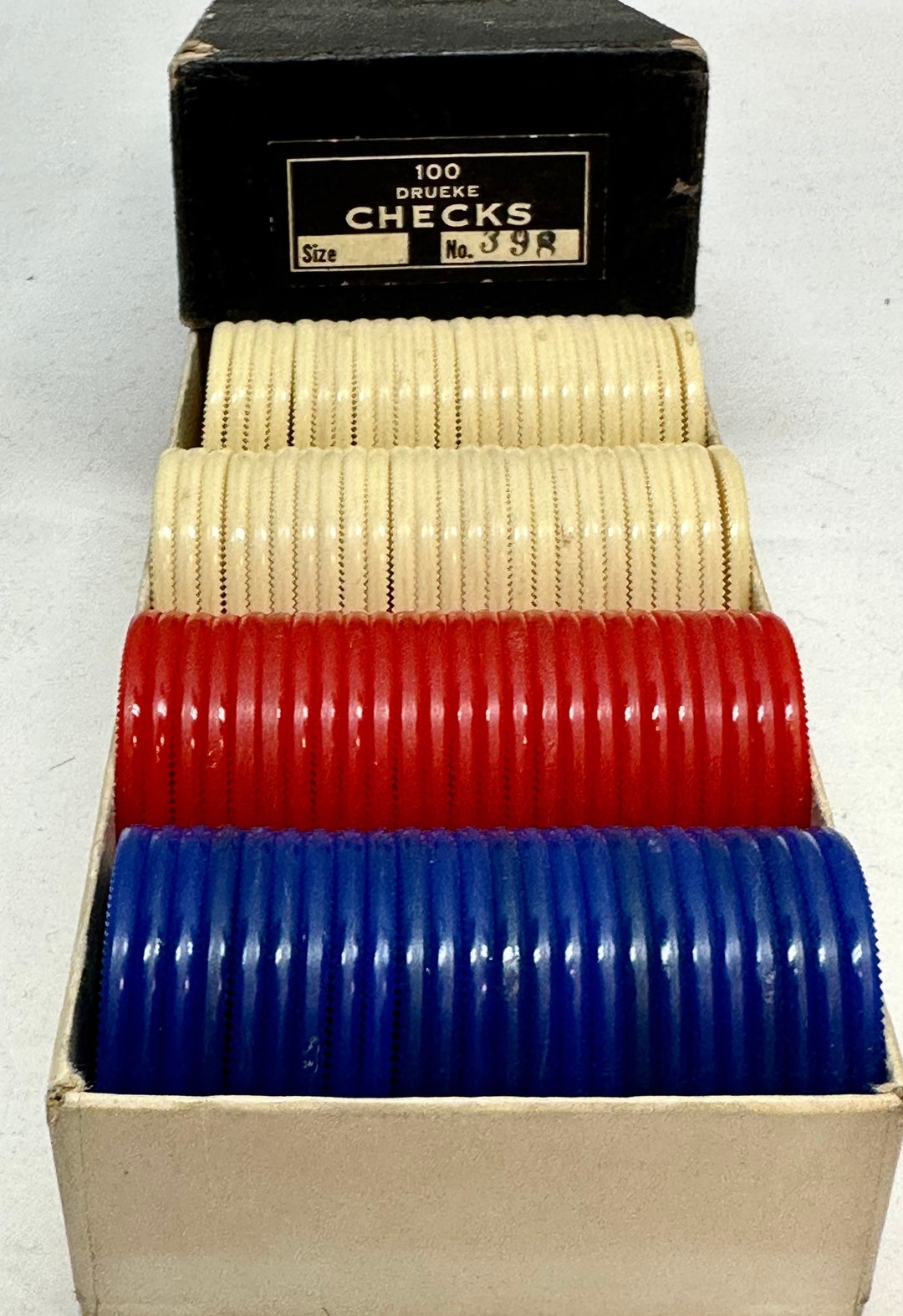 Vintage Drueke Checks/poker Chips , Red,white,blue 98 Pieces in ...