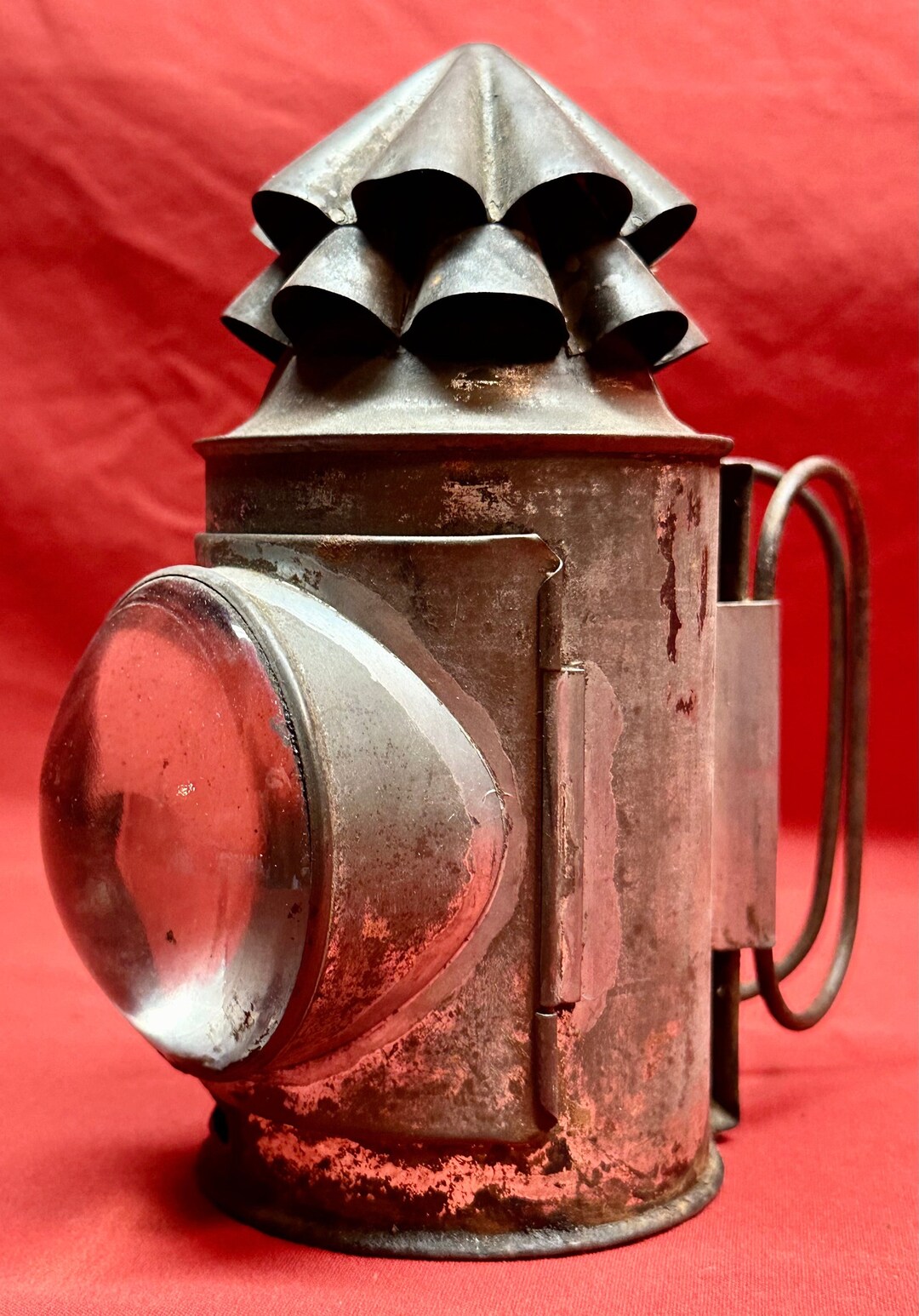 Vintage Metal Hand Held Oil Miners Lamp With Clear Glass Eye - Etsy