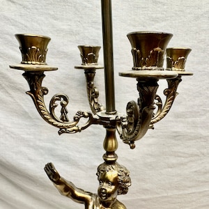Vintage Gold Metal Candelabra Cherub Table/accent Lamp, Underwriter ...