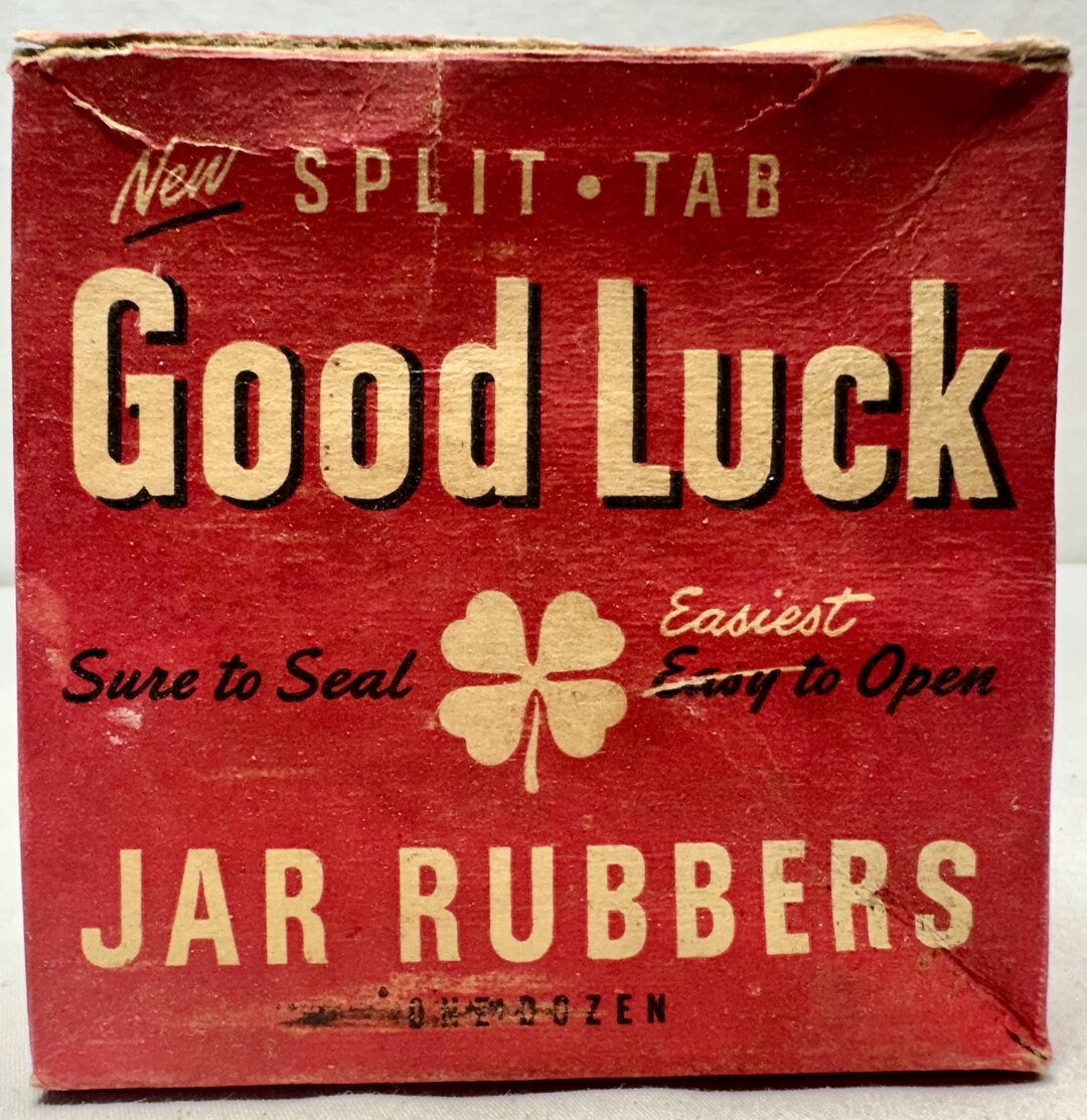Vintage Good Luck Canning Jar Rubber Lids - Boston Woven Hose & Rubber ...