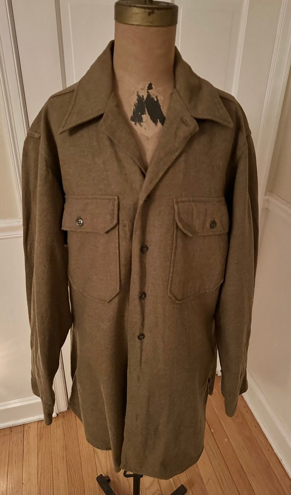 Vintage WWII US Army Military Issued Olive Green Wool… - Gem