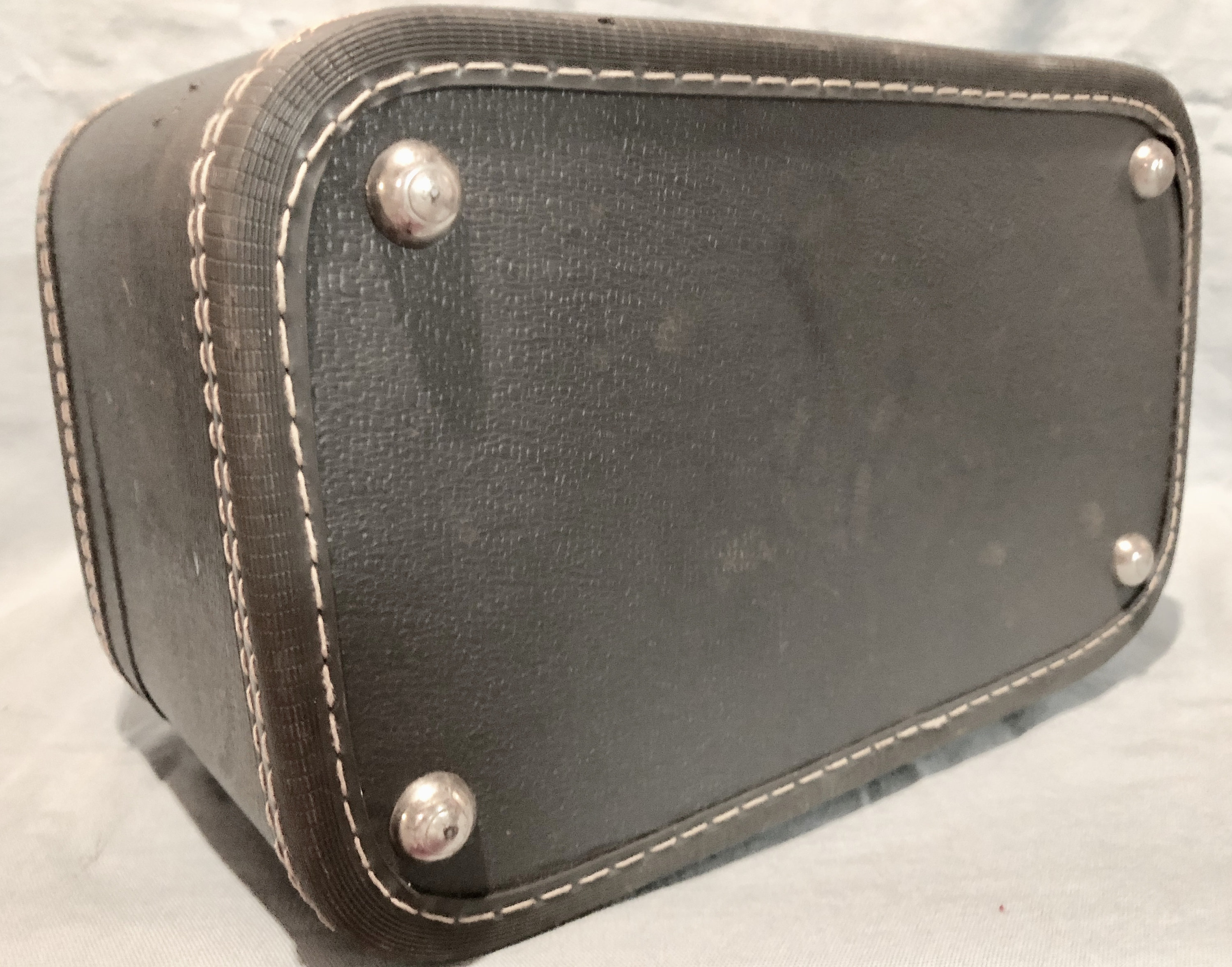 Vintage Steel Blue Square Hard Ladies Train/Cosmetic Travel Case