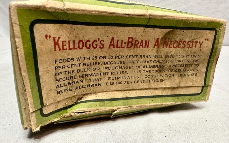 Vintage Kelloggs Allbran Advertising Cereal Box With Waxtite Liner ...