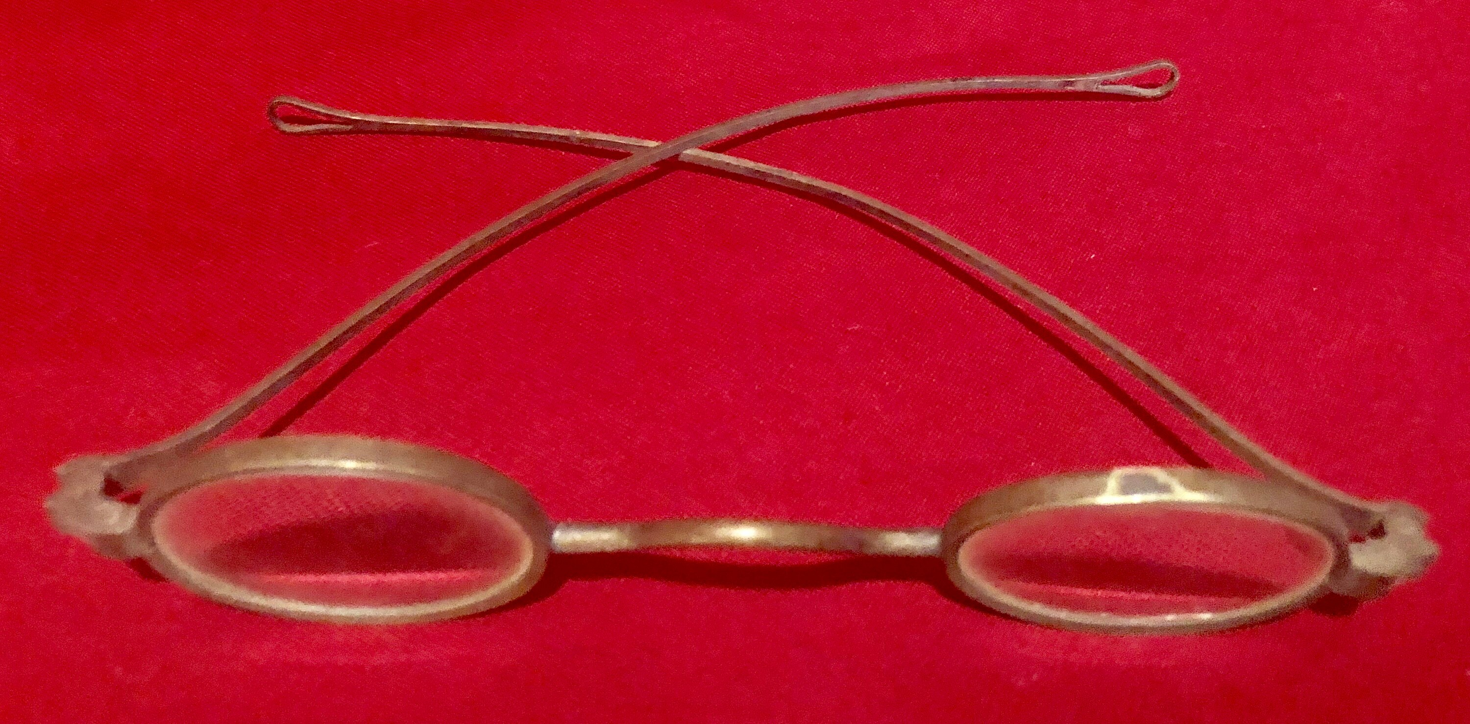 Antique Bronze Metal Eyeglassesspectacles Circa Civil War Era Saddle Bridge