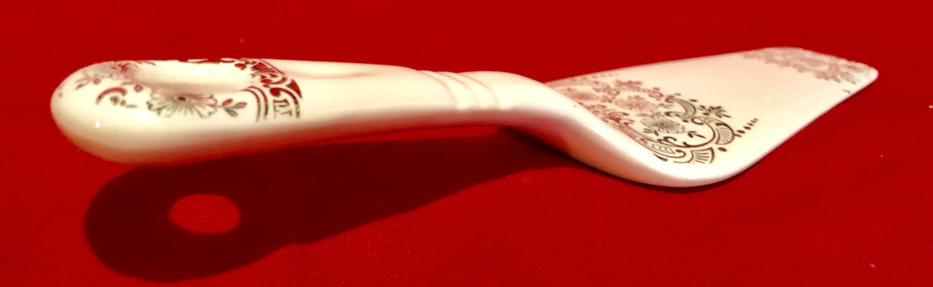 Vintage Glazed Cream Colored Ceramic Cake Server with Gold Filagree and ...